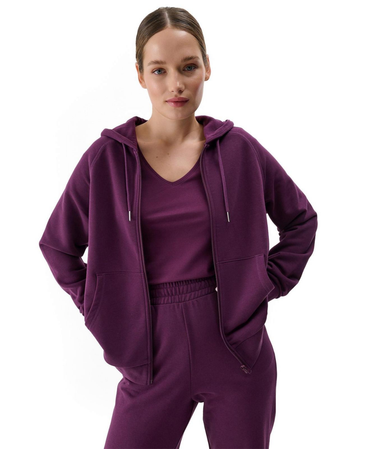 Click here for 4F Womens Zip-Up Hooded Sweatshirt - Dark violet prices