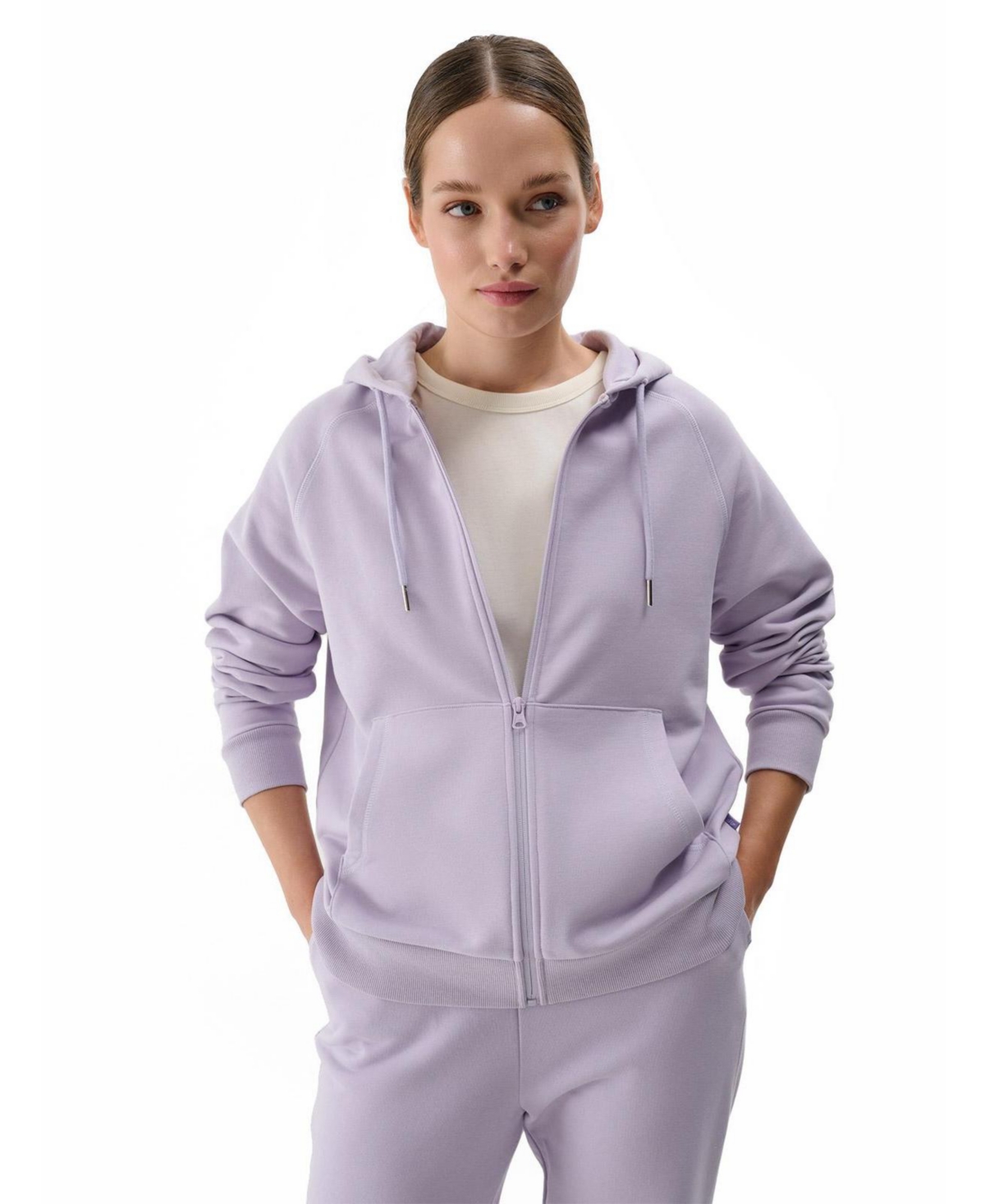 Click here for 4F Womens Zip-Up Hooded Sweatshirt - Light violet prices
