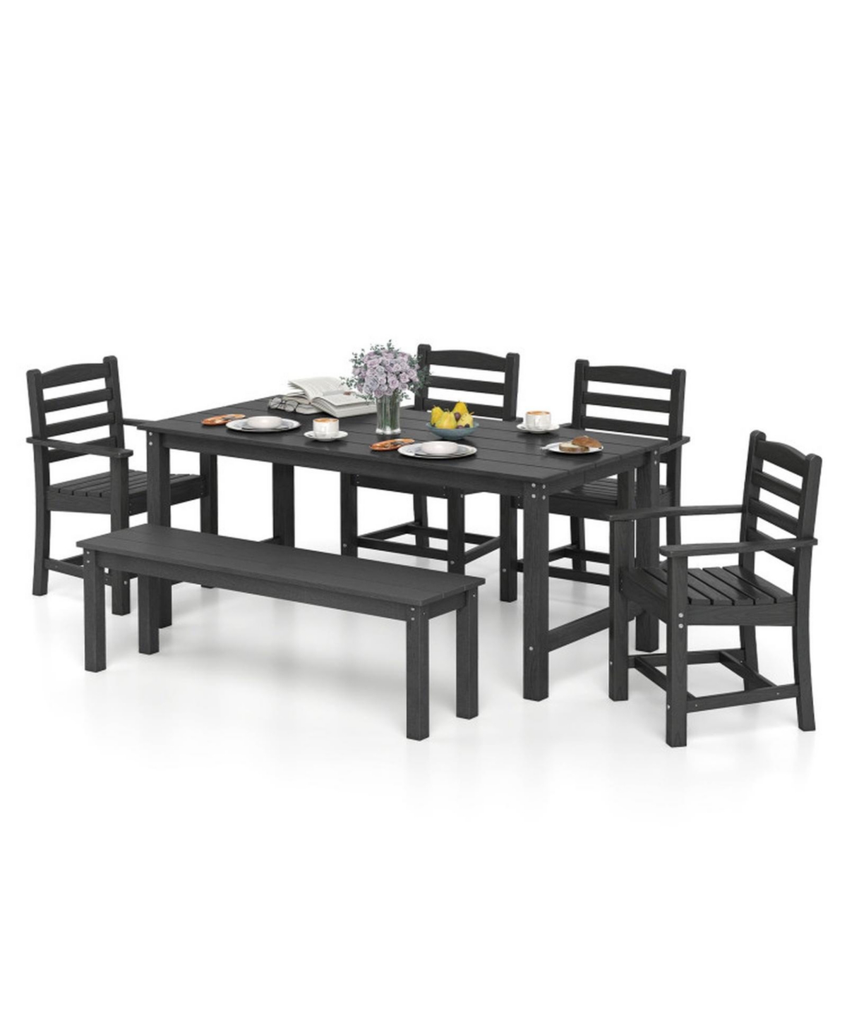 Click here for Gouun 6 Piece Hdpe Patio Dining Set with 67 in Tab... prices