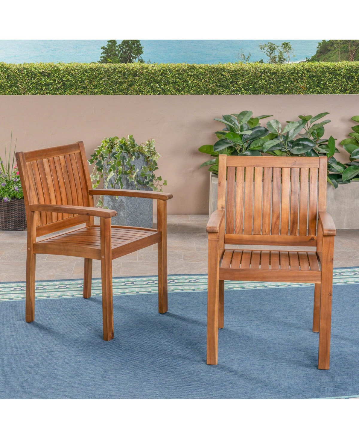 Click here for Clihome Rustic Outdoor Patio Chairs Acacia Wood Di... prices