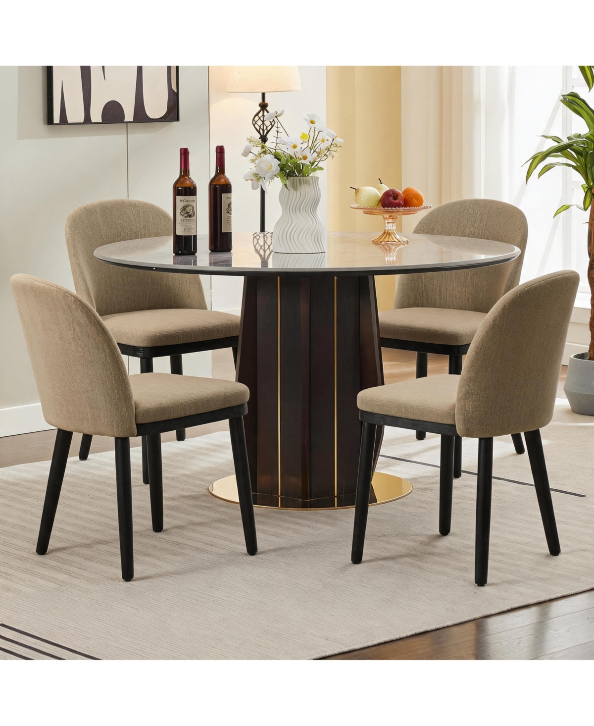 Click here for homfan Upholstered Dining Chairs Set of 4  Modern... prices