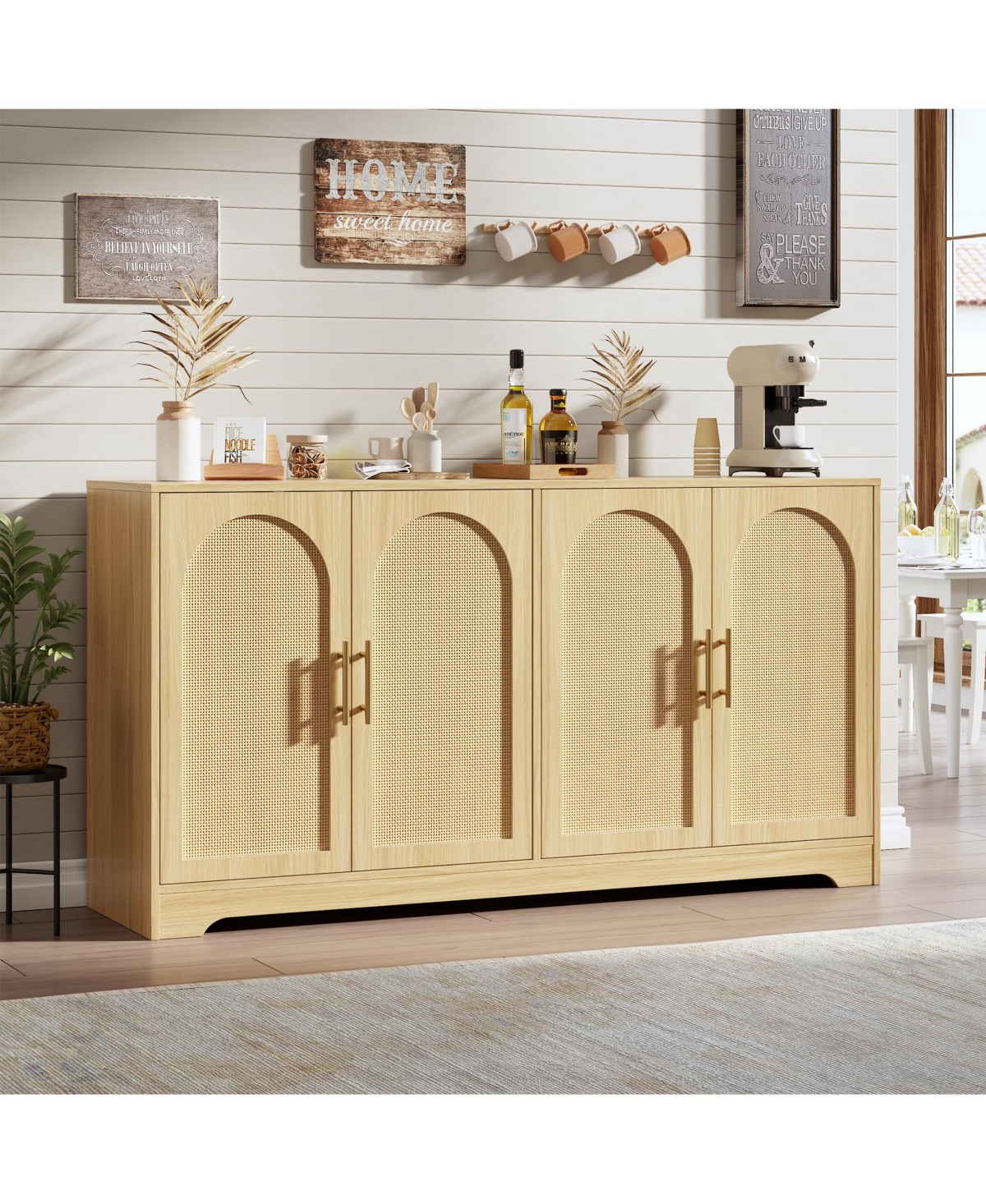 Click here for homfan 59 Inch Modern Rattan Credenza Console  4-D... prices