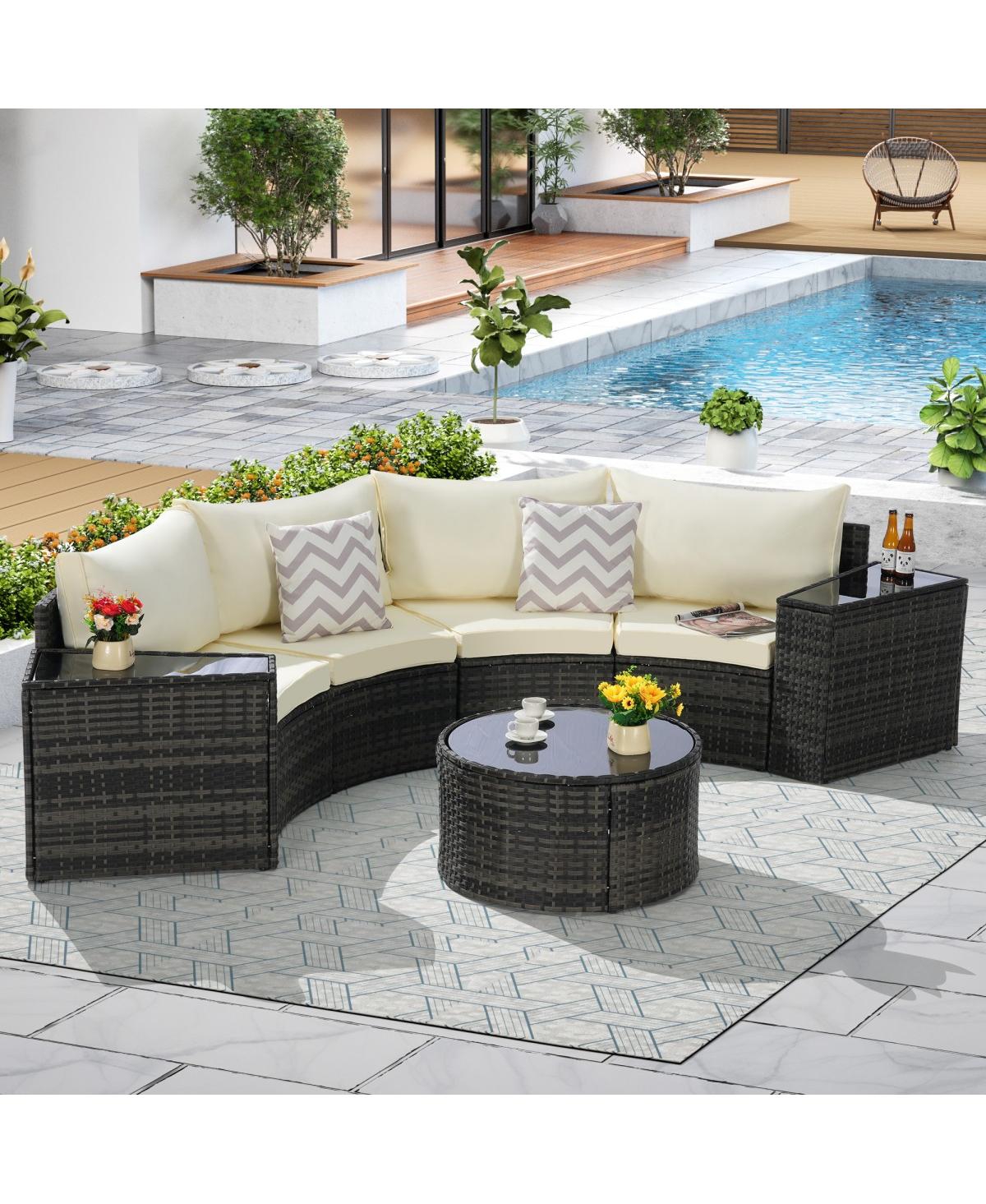 Click here for Asagikoiai 7-Piece Outdoor Half-Moon Sectional Pat... prices