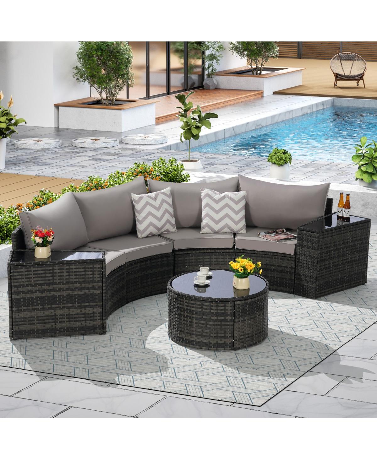 Click here for Asagikoiai 7-Piece Outdoor Half-Moon Sectional Pat... prices
