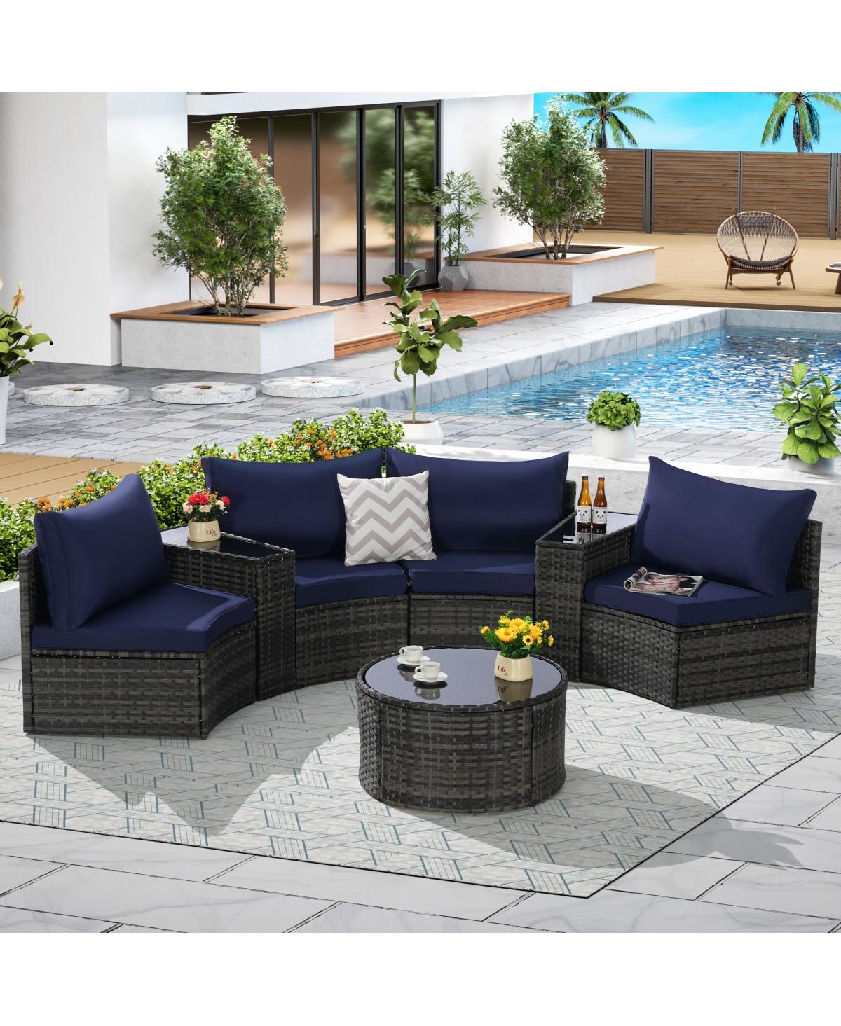 Click here for Asagikoiai 7-Piece Outdoor Half-Moon Sectional Pat... prices