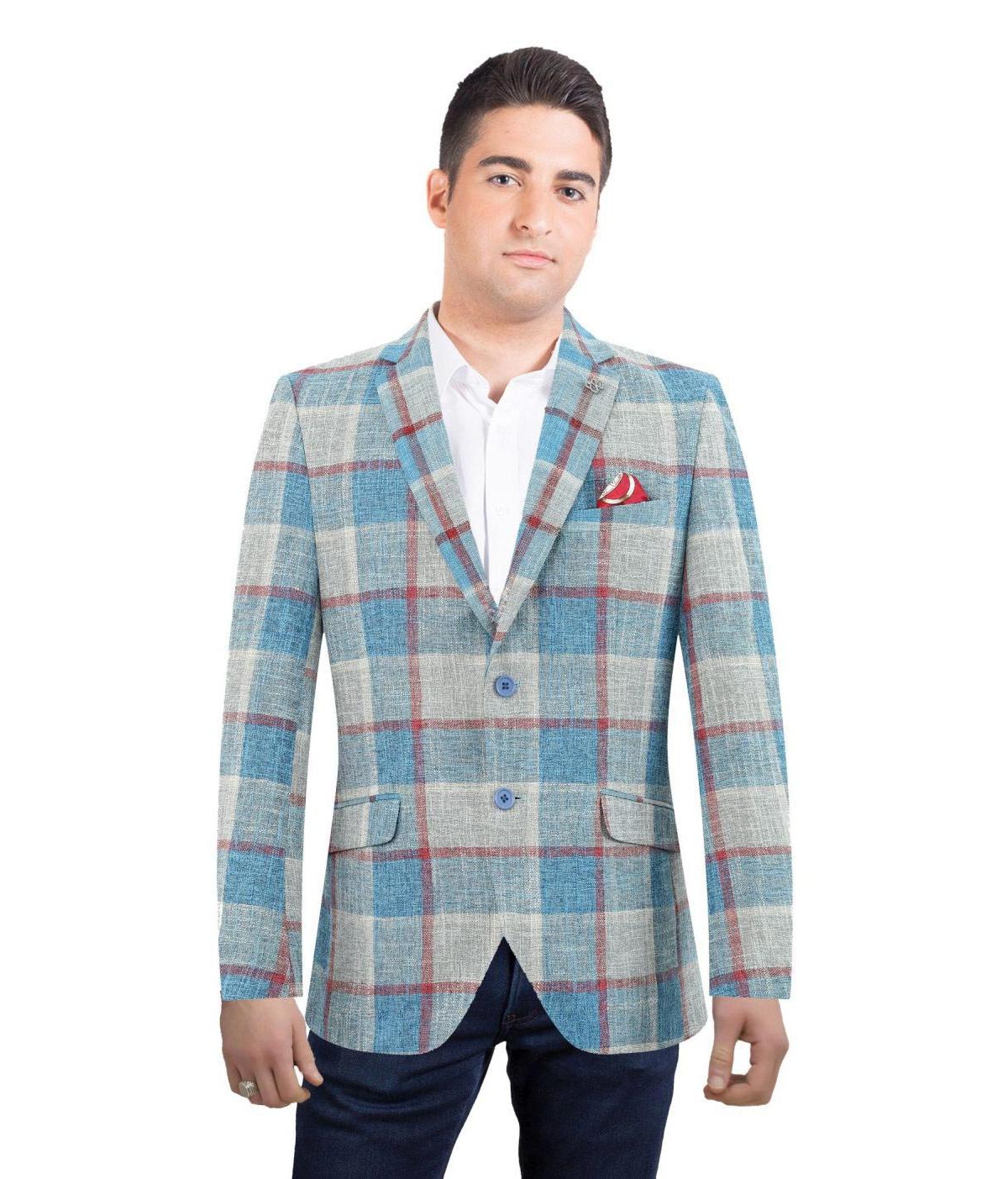 Click here for Elie Balleh Mens Slim Fit Plaid Sports Blazer - Bl... prices