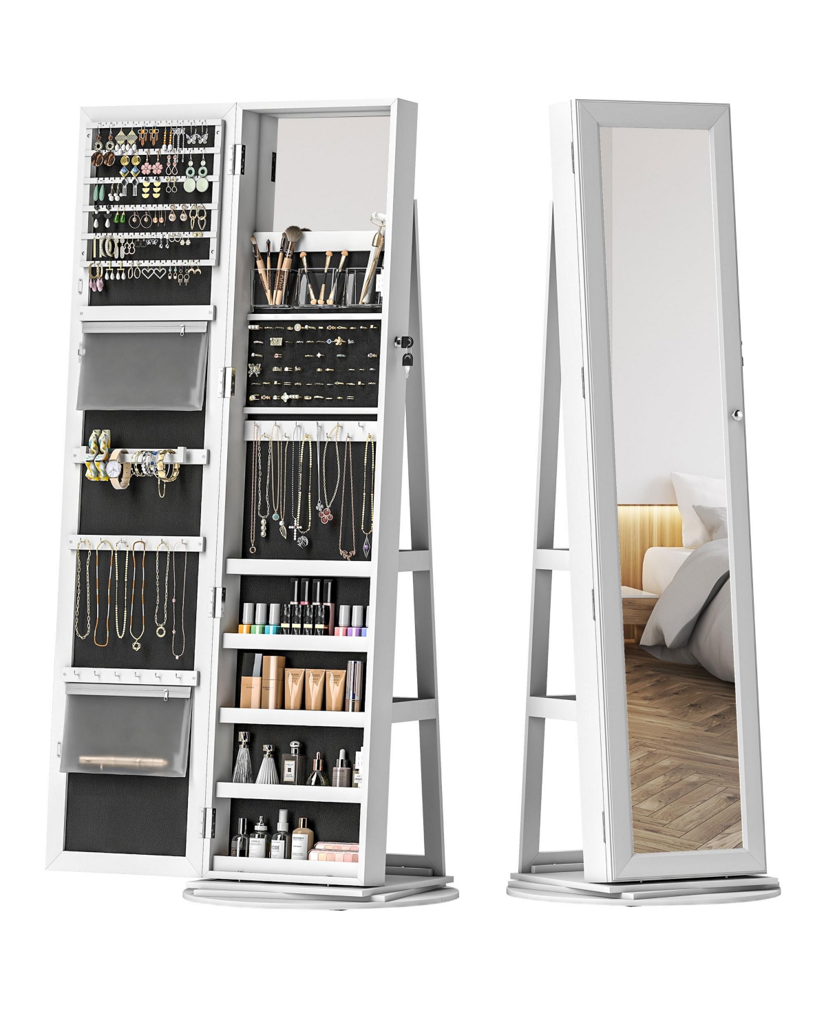 Click here for Phying Freestanding Jewelry Armoire 360 Degree Swi... prices
