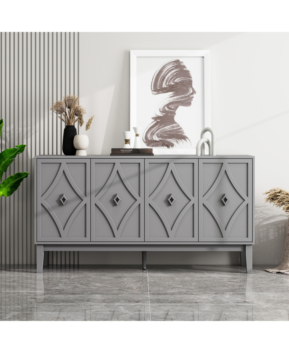Click here for Casainc Carved Storage Cabinet With 4 Door Sideboa... prices