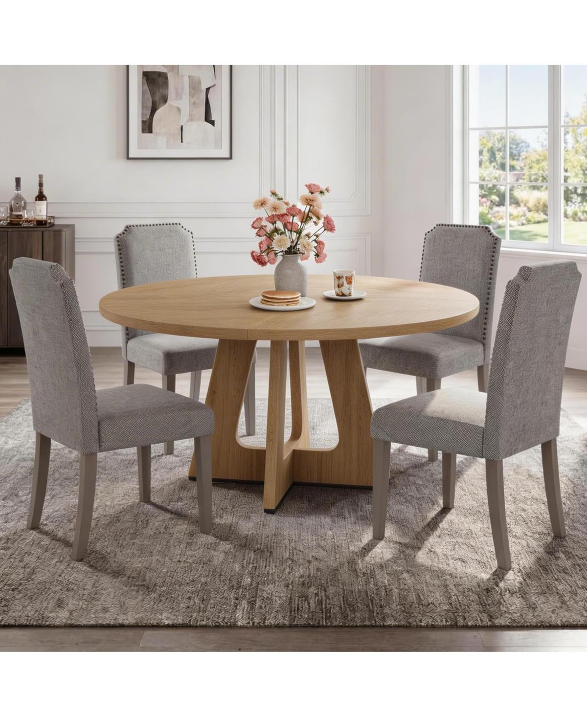 Click here for gaomon 3-Piece Round Dining Set  - Natural Table 2... prices