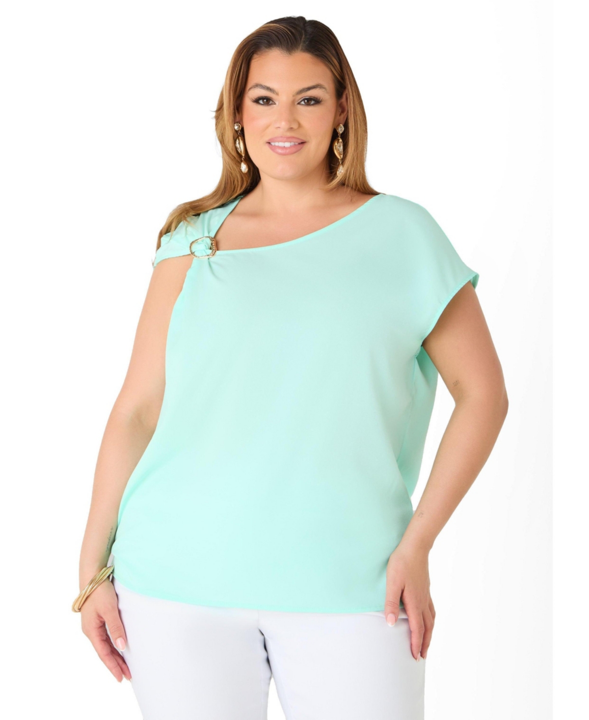 Click here for Ashley Stewart Plus Size Embellished Crepe Top - B... prices
