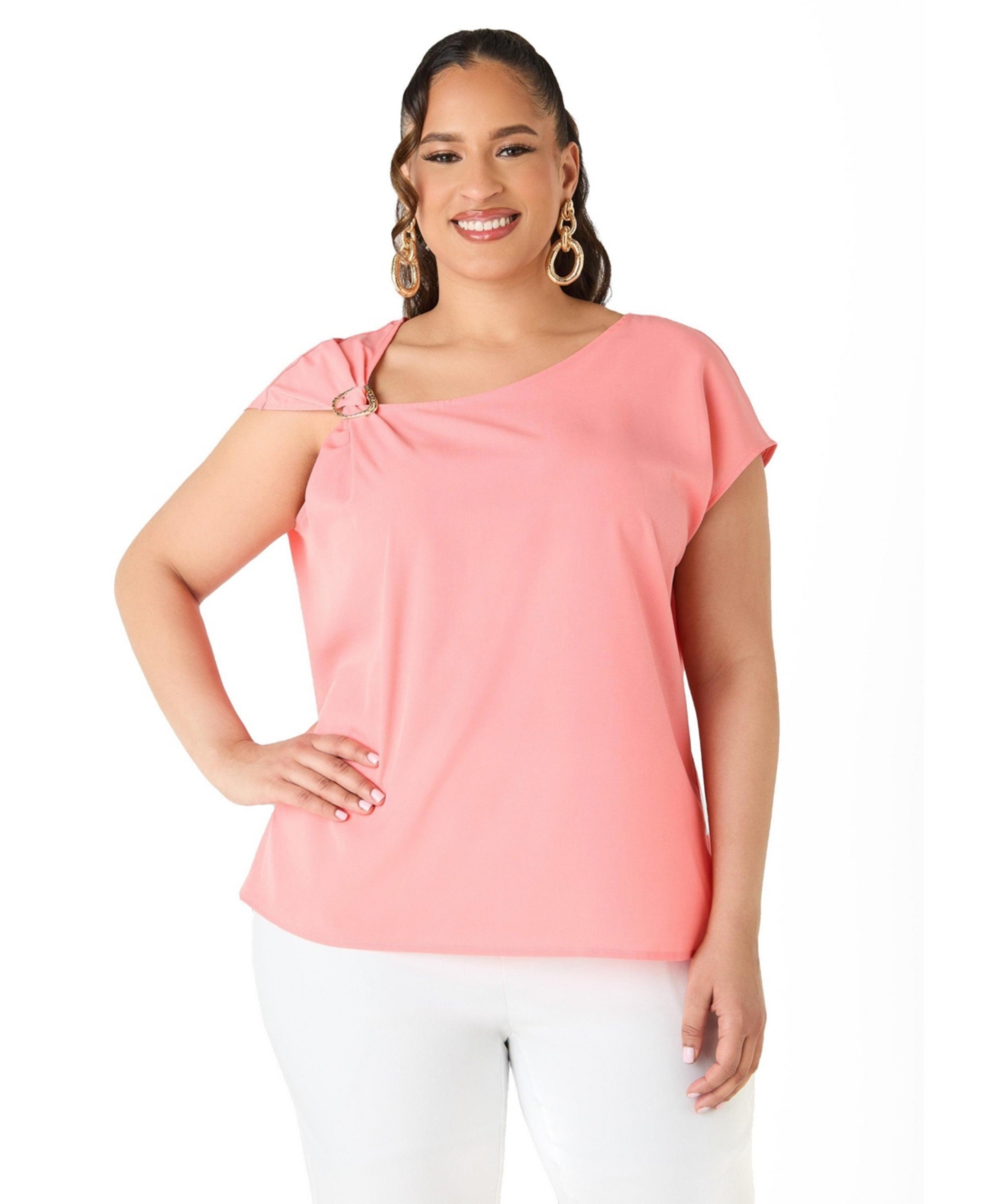 Click here for Ashley Stewart Plus Size Embellished Crepe Top - P... prices
