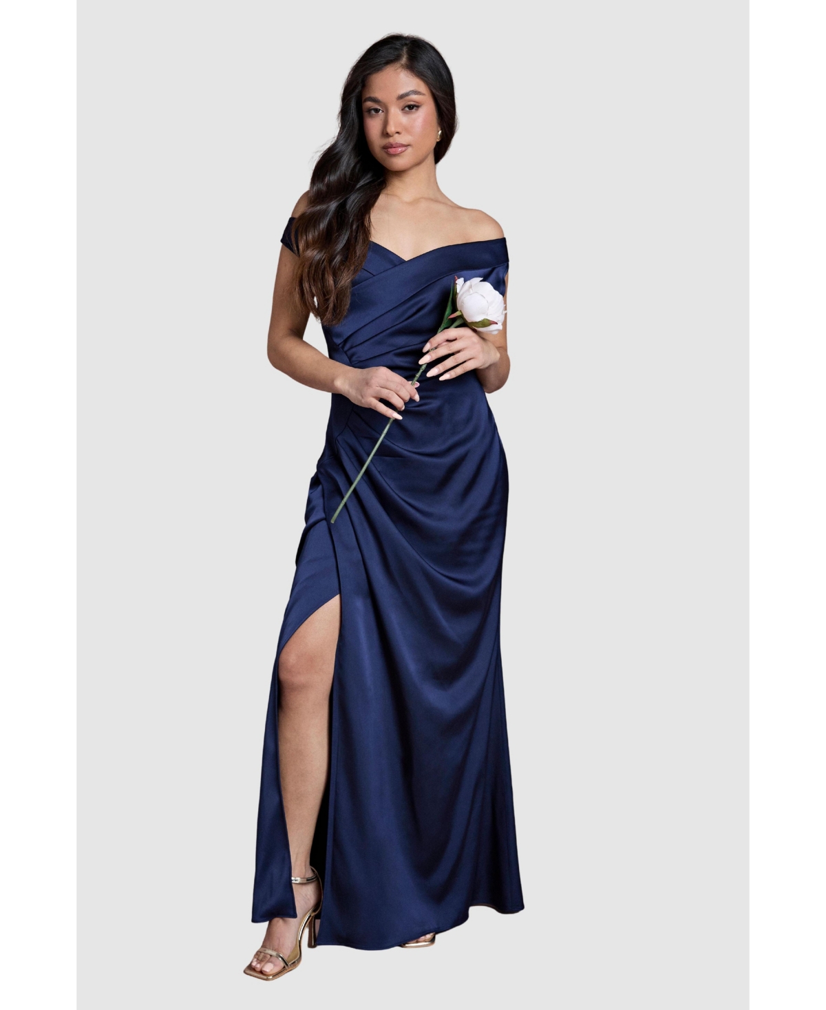 Click here for Coast Womens Petite Bardot Maxi Dress - Navy prices