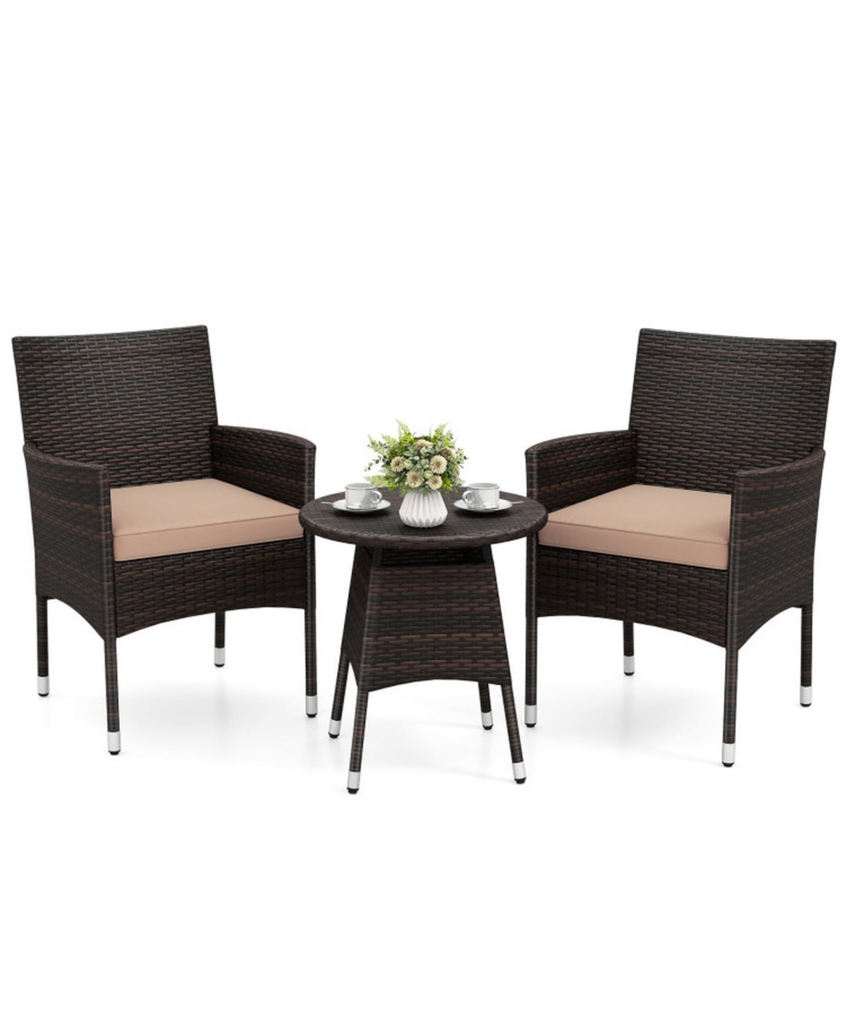 Click here for Gouun 3-Piece Patio Bistro Set with 2 Woven Chairs... prices