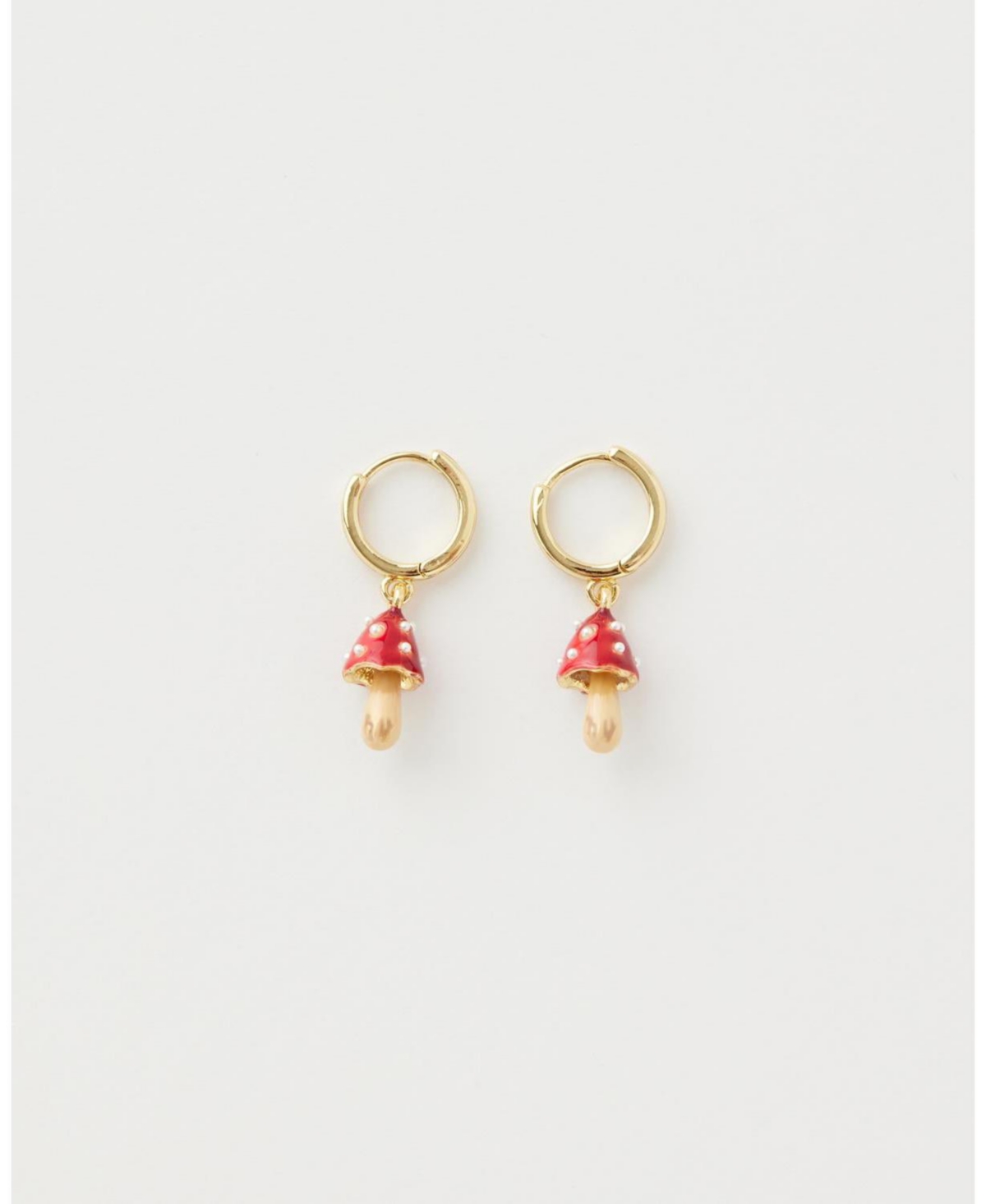 Click here for Fable England Enamel Mushroom Huggie Earrings - Go... prices