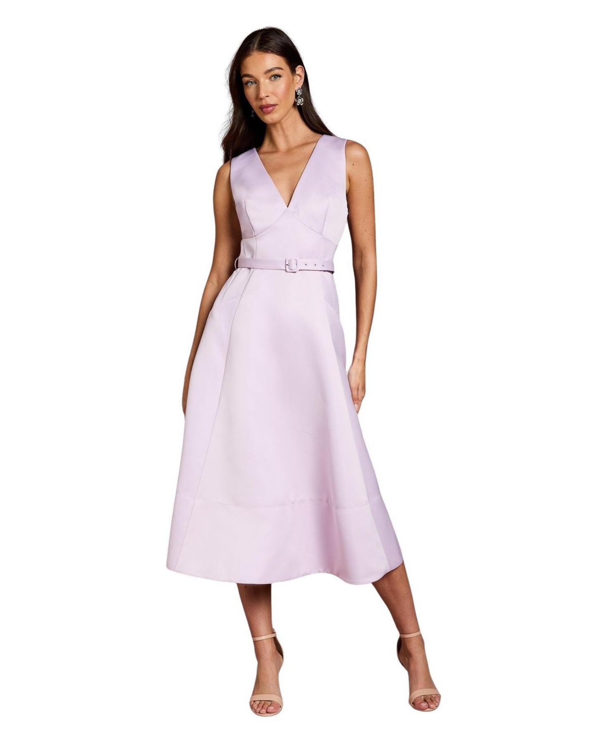 Click here for Coast Womens V-Neck Satin Midi Dress - Lilac prices
