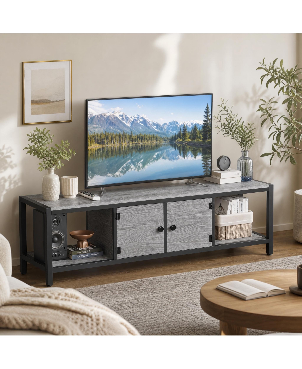 Click here for homfan Double Door Tv Cabinet with Metal Accents... prices
