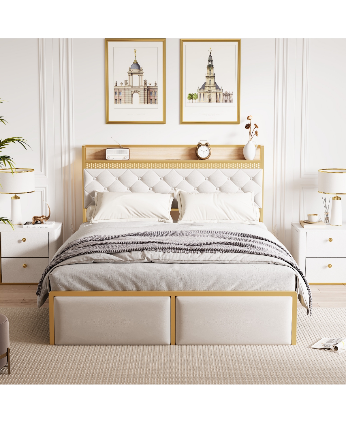 Click here for homfan Led Bed Frame with 2 Storage Drawers  2-Tie... prices