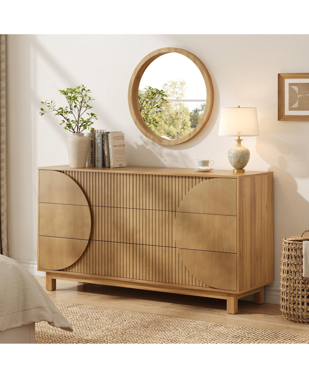 Click here for Clihome 60 W Modern 6-Drawer Fluted Dresser Chest... prices