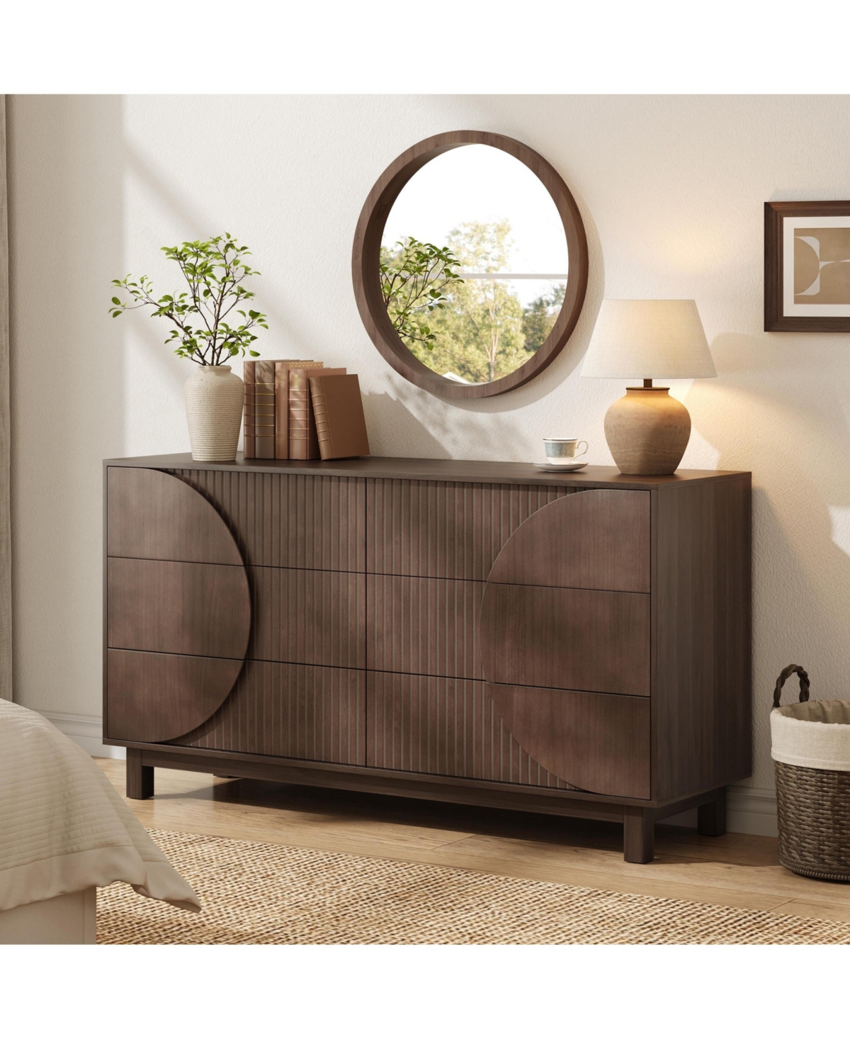 Click here for Clihome 60 W Modern 6-Drawer Fluted Dresser Chest... prices