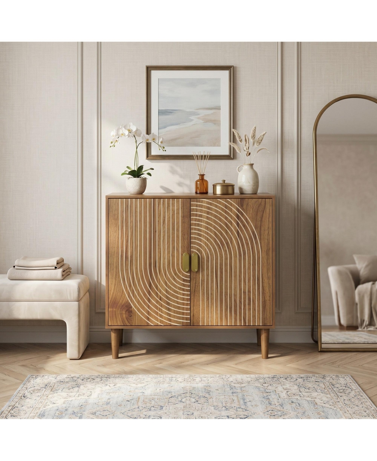 Click here for Sailvan Wood Buffet Cabinet  Line Groove Design  2... prices