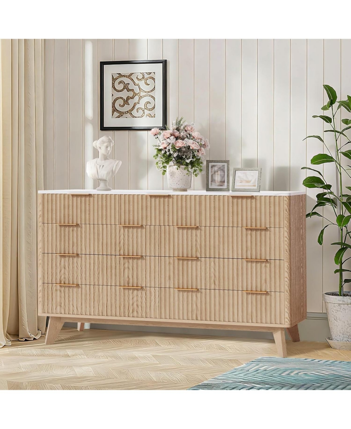Click here for gaomon Fluted 9 Drawers Dresser  54 Wide Modern Ch... prices