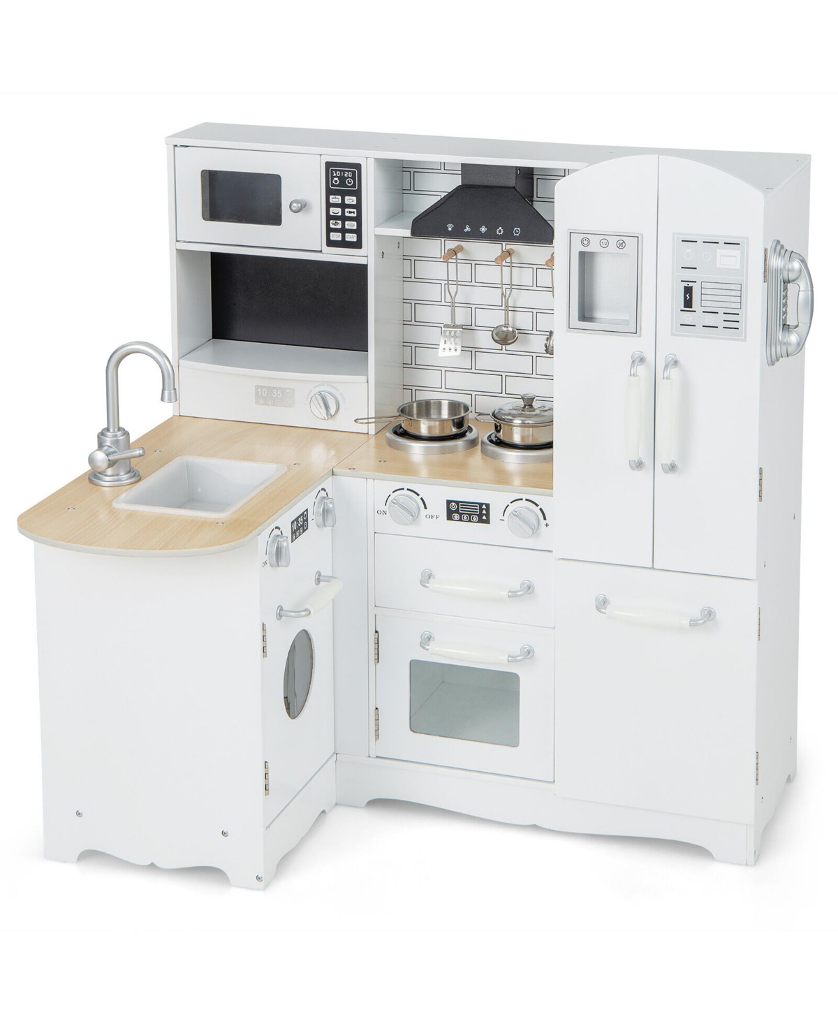 Click here for Gymax Kids Corner Kitchen Playset Wooden Chef Play... prices