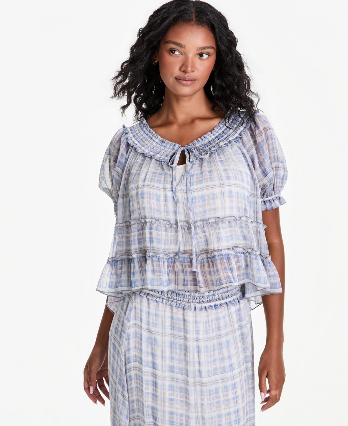Click here for And Now This Womens Ruffled Tie-Neck Top  Macys Ex... prices