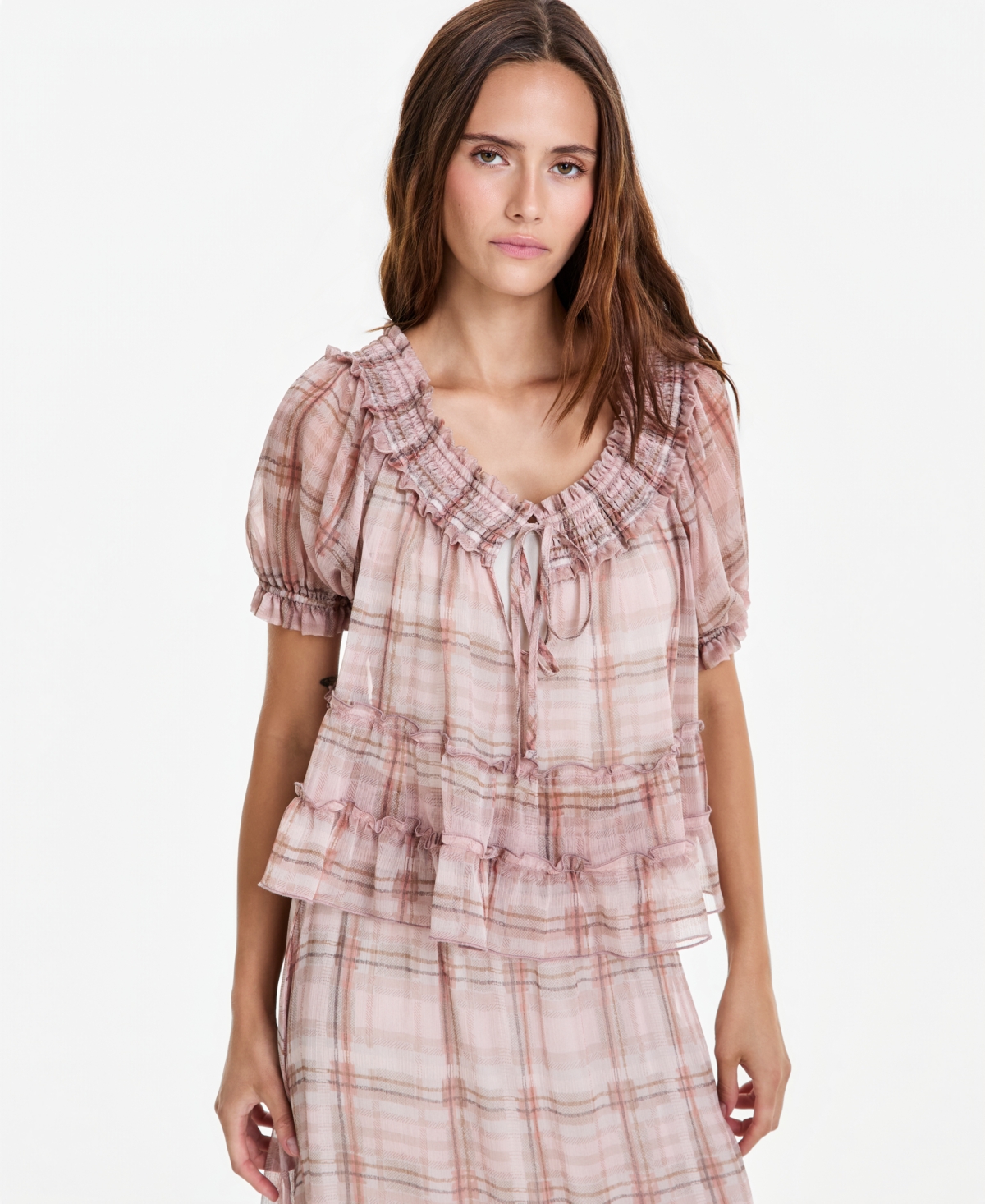 Click here for And Now This Womens Ruffled Tie-Neck Top  Macys Ex... prices