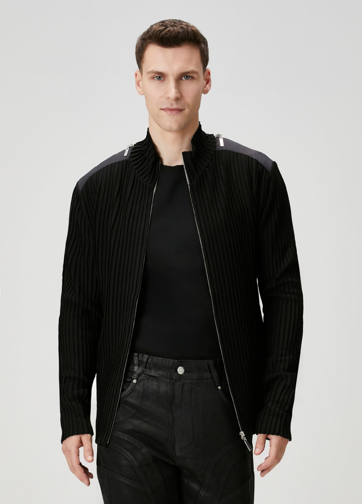 Click here for Pcfg Mens Zip Detail Knit Cardigan - Black prices