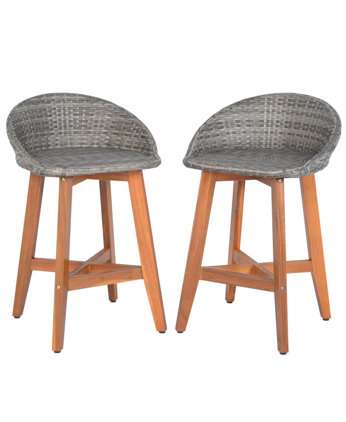 Click here for Costway Outdoor Faux Rattan Bar Chairs Solid Acaci... prices