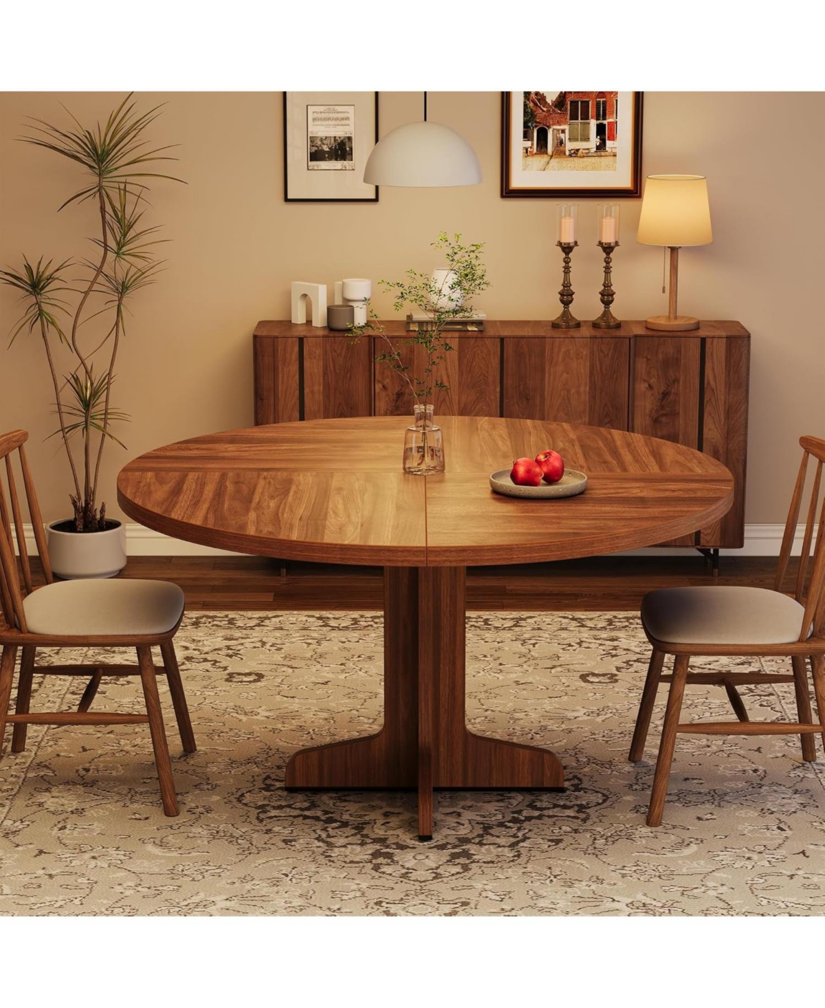 Click here for homfan 47 Round Dining Table for 4  Farmhouse Circ... prices