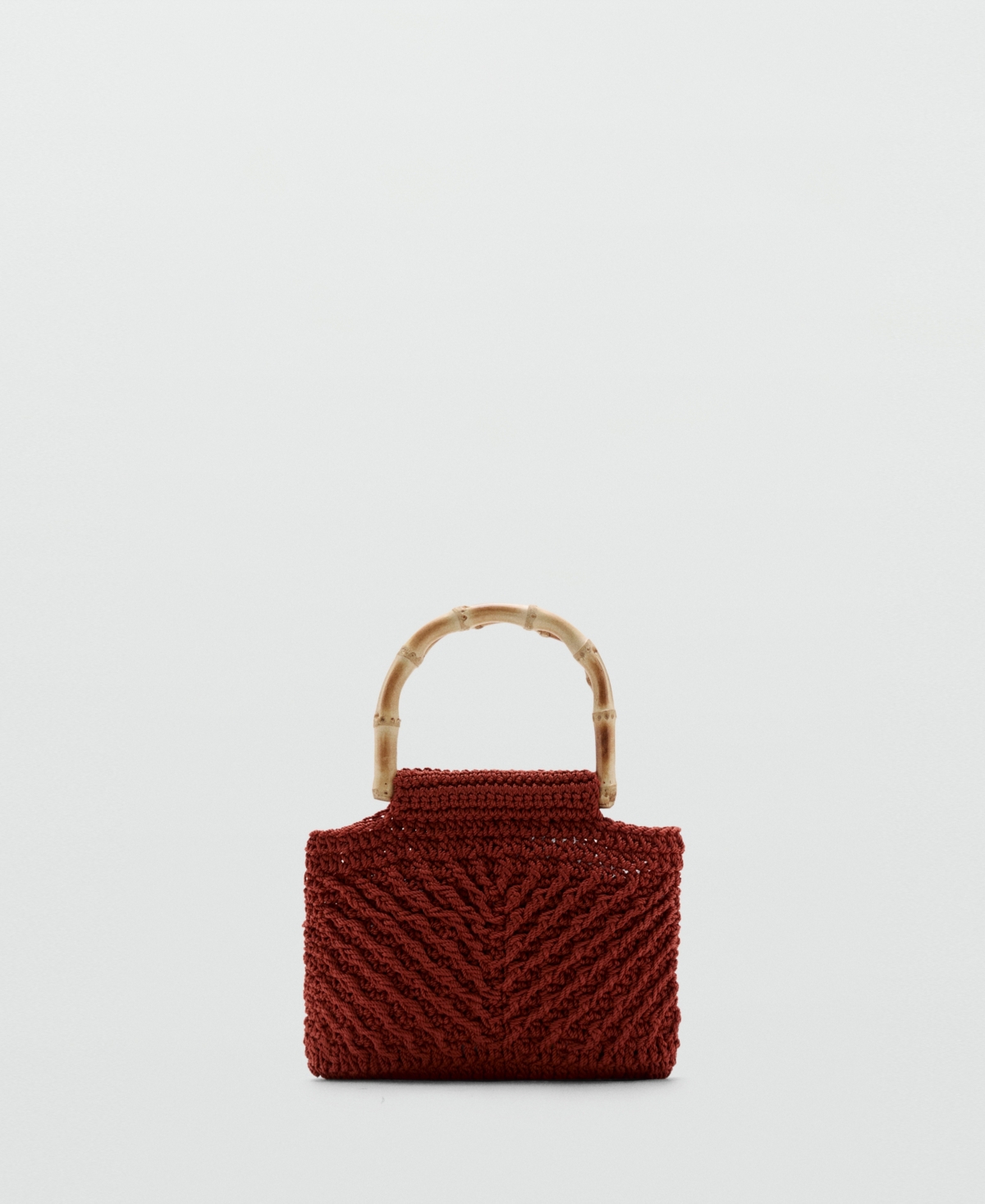 Click here for Mango Womens Bamboo Handle Handbag - Burnt Orange prices