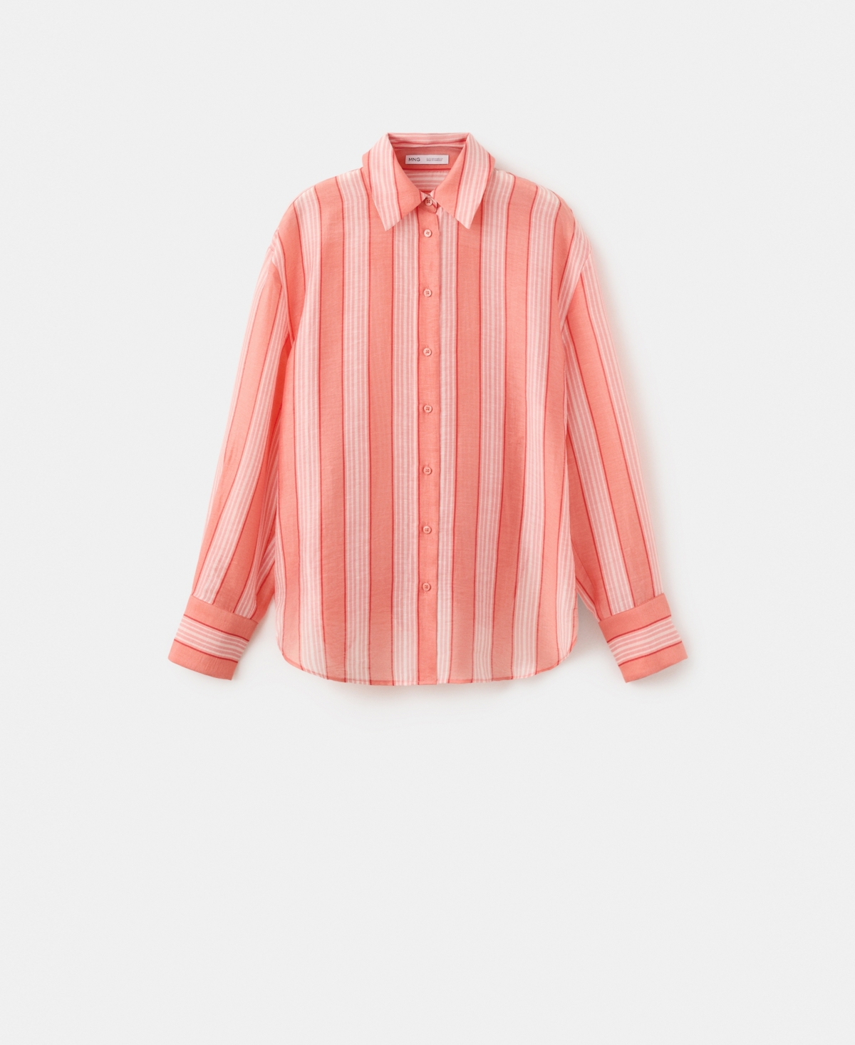 Click here for Mango Womens Striped Linen-Lyocell-Blend Shirt - O... prices
