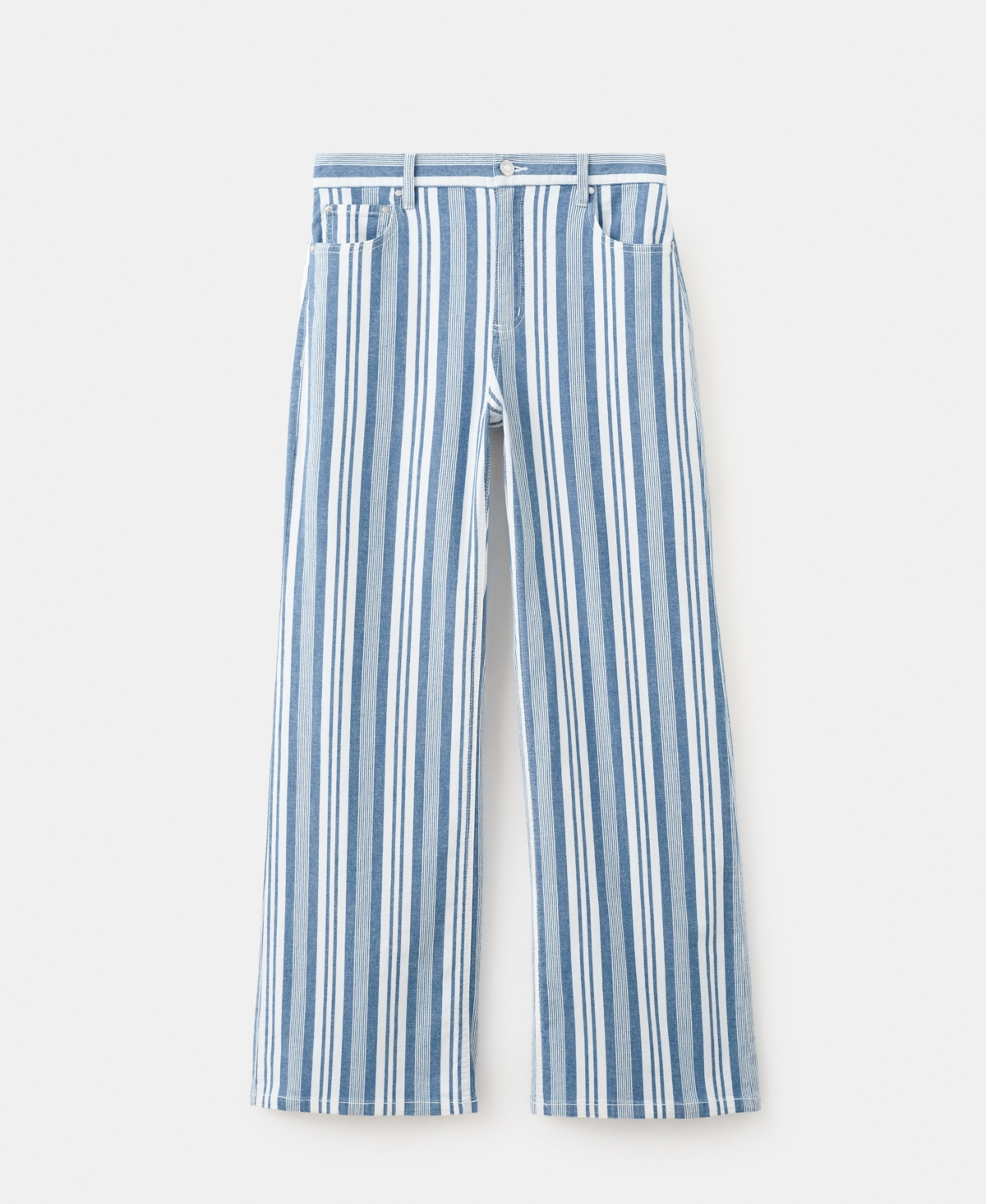 Click here for Mango Womens Straight Striped Jeans - Blue prices