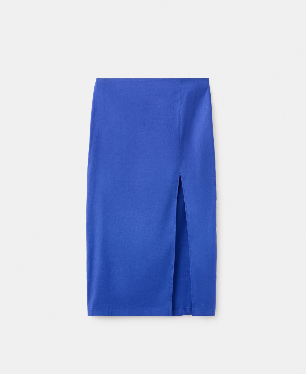 Click here for Mango Womens Linen-Cotton-Blend Midi Skirt - Blue prices