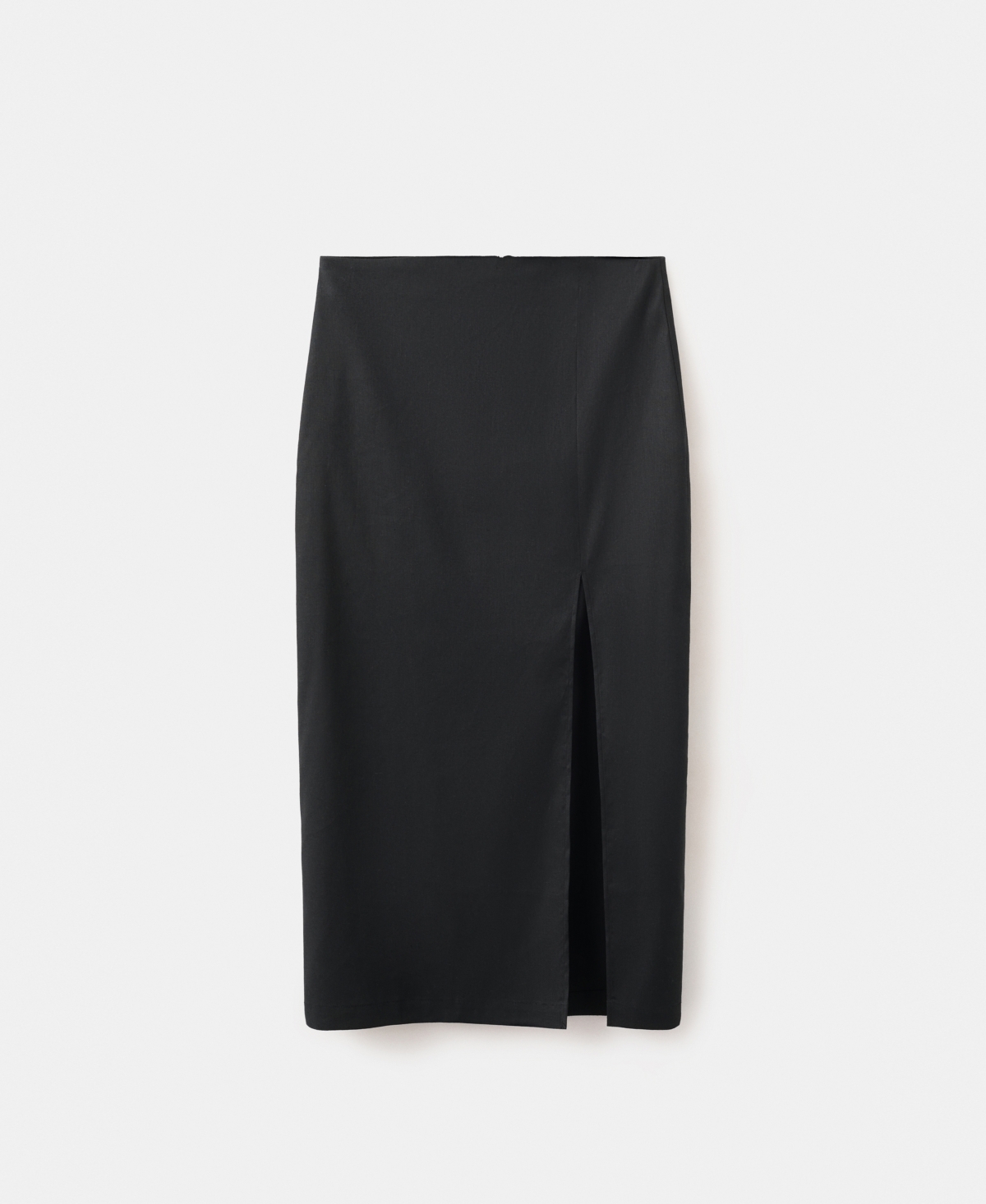 Click here for Mango Womens Linen-Cotton-Blend Midi Skirt - Black prices