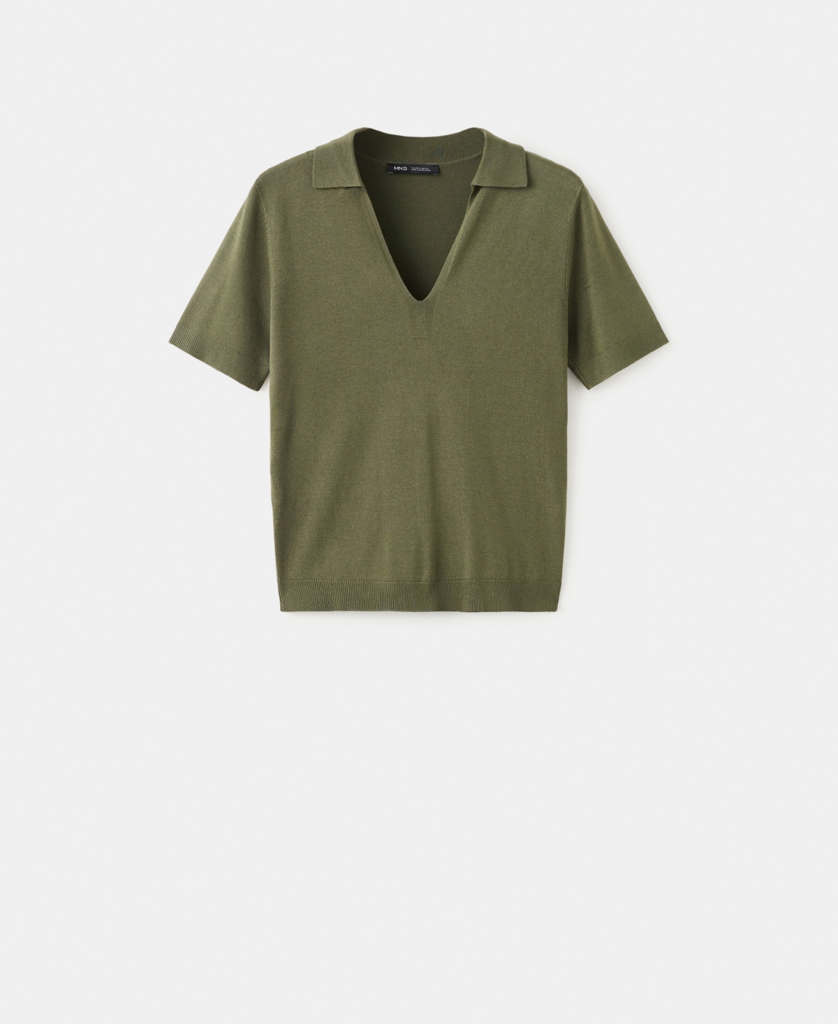 Click here for Mango Womens Fine-Knit Polo Shirt - Khaki prices