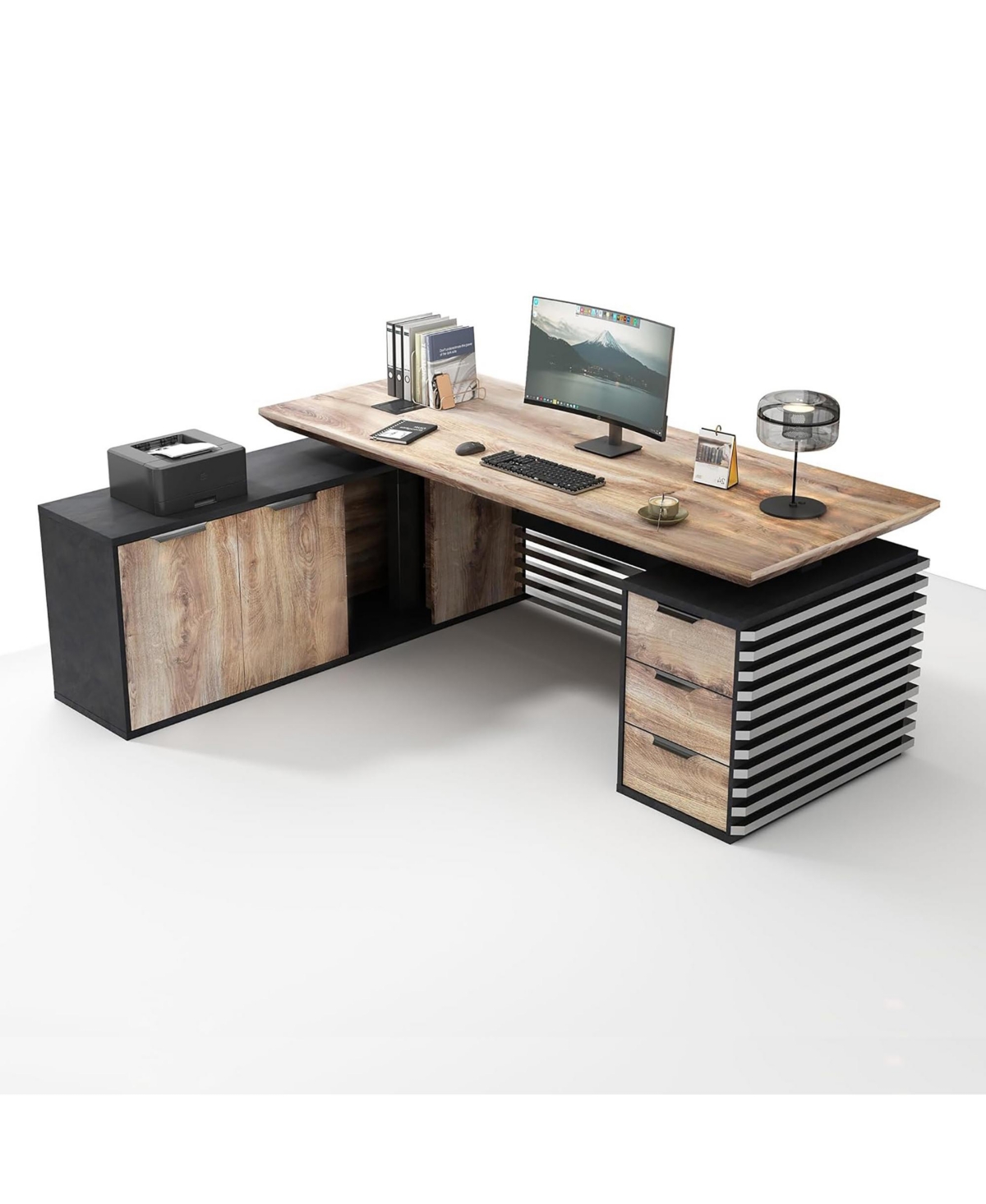 Click here for Logicfox L Shaped Executive Standing Desk with Dra... prices