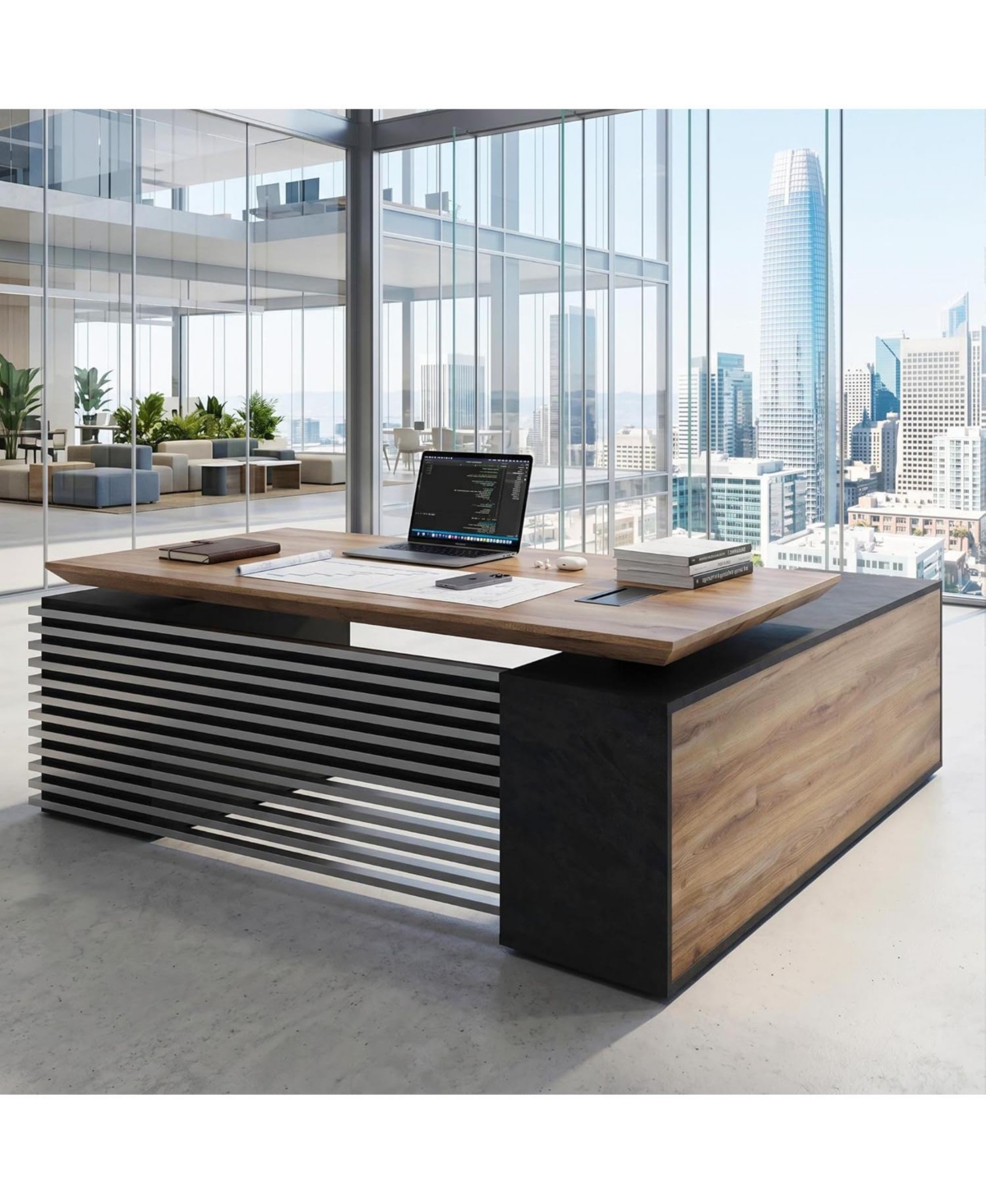 Click here for Logicfox L Shaped Executive Standing Desk with Dra... prices