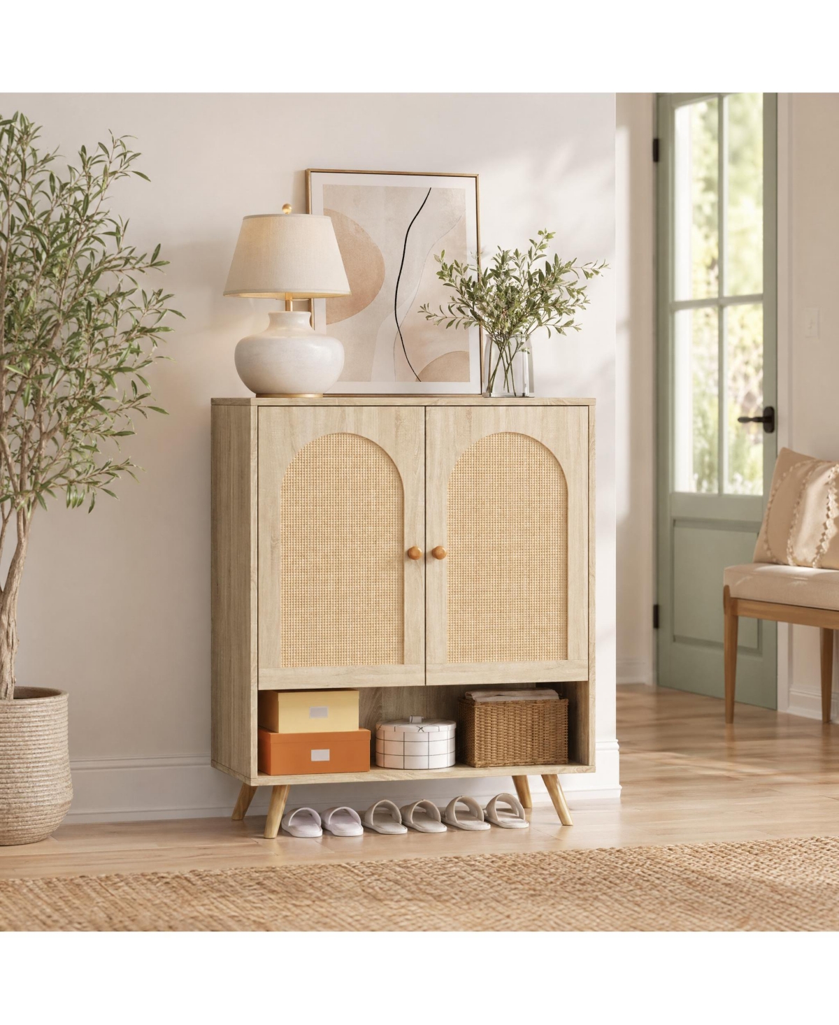 Click here for homfan Rattan Shoe Cabinet with Adjustable Shelves... prices