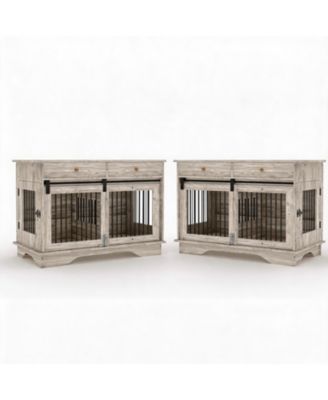 Click here for Homfan Set Of 2 Dog Crate Furniture 47 Inch Gray P... prices