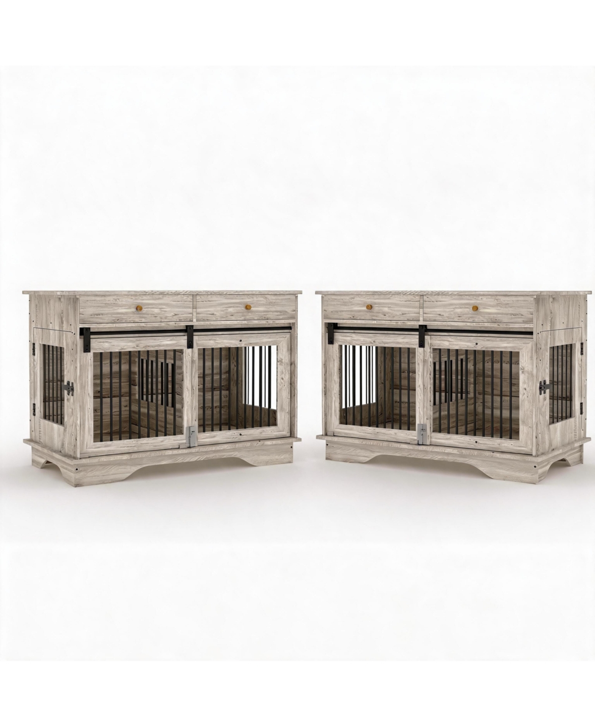 Click here for homfan Set of 2 Dog Crate Furniture  47 Inch Gray... prices