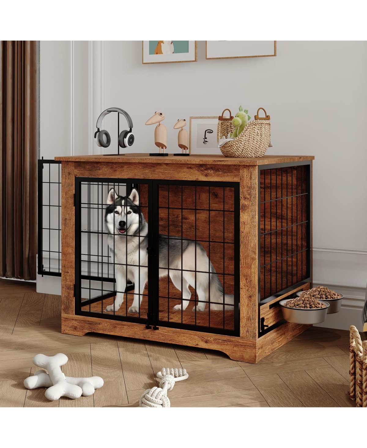 Click here for homfan Dog Crate Furniture 38 Inch Brown Wooden In... prices