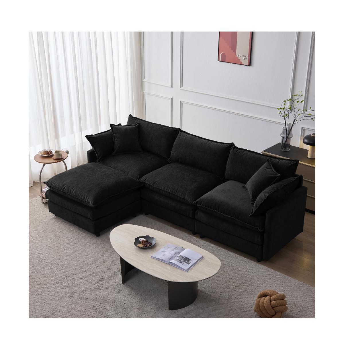 Click here for Rainsken 3 Seater L-Shaped Modular Sofa With Foots... prices