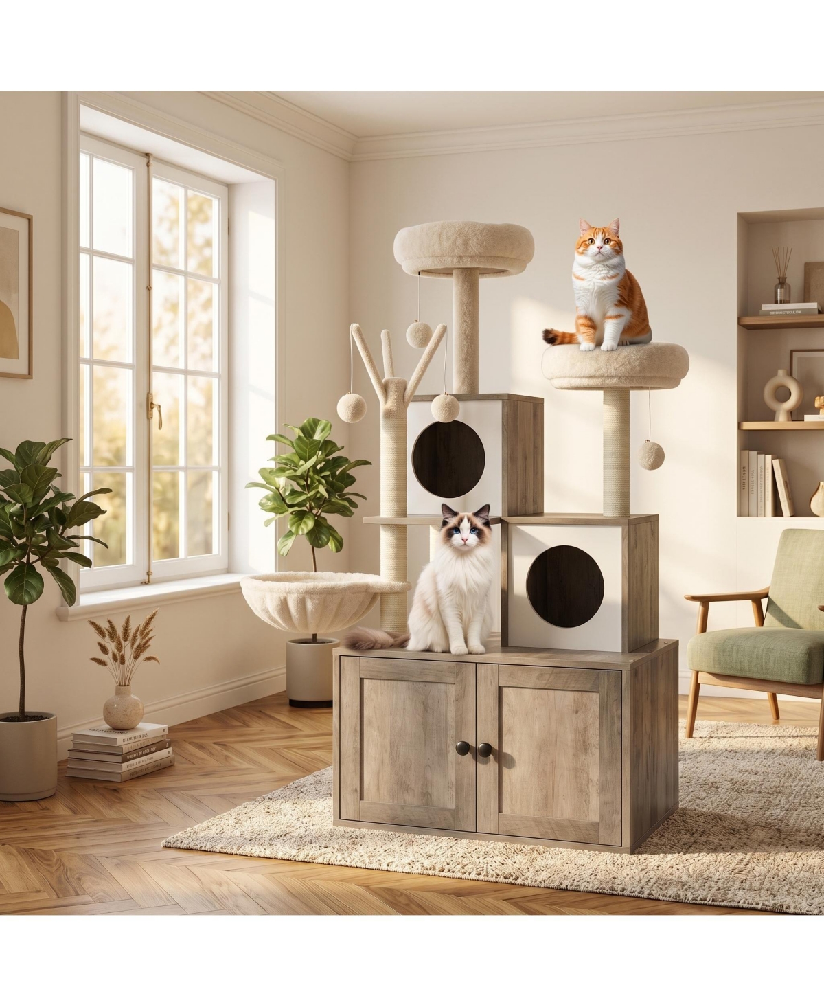 Click here for Homfan 2-in-1 Cat Litter Box Enclosure with Tower... prices