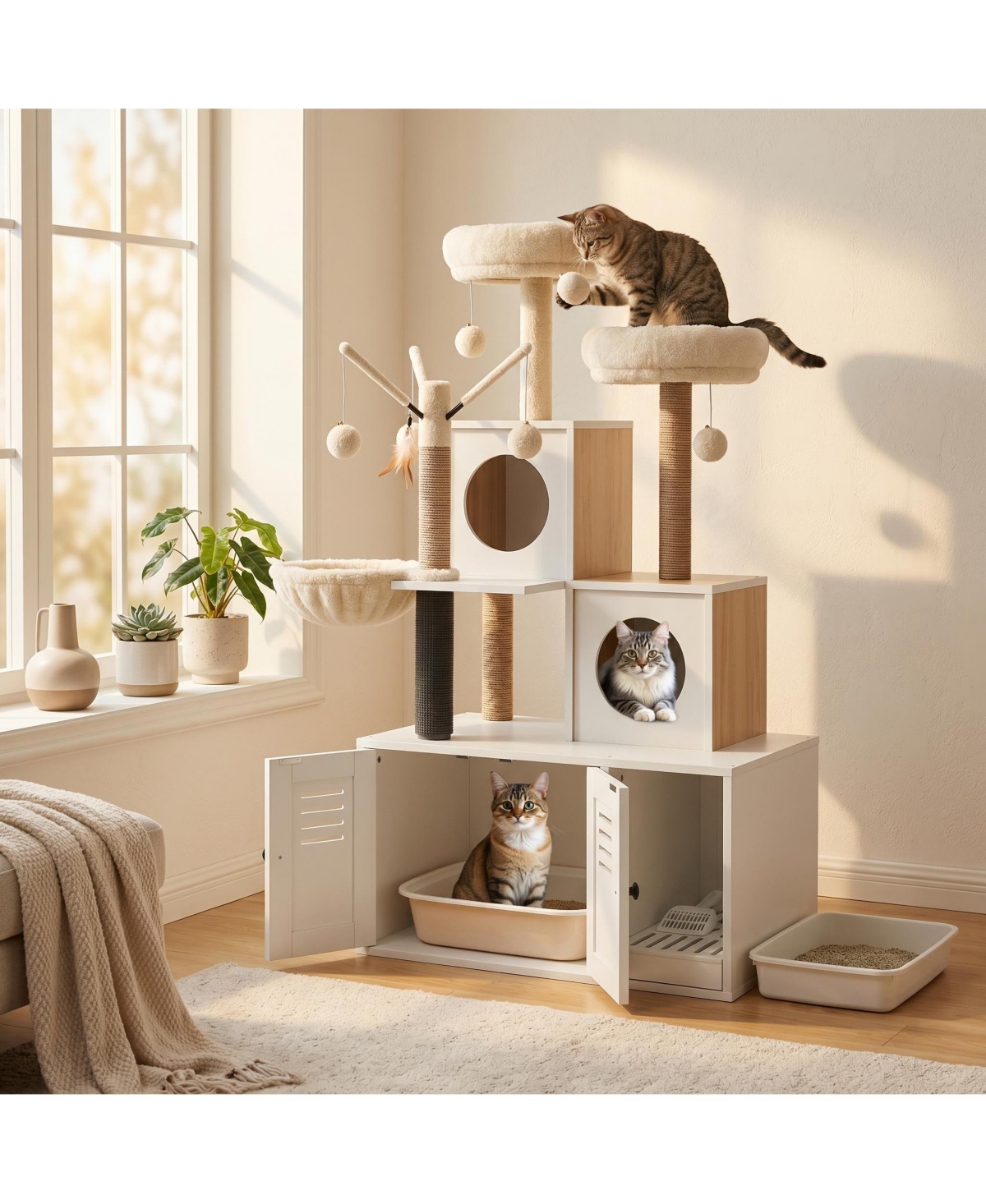 Click here for Homfan 2-in-1 Cat Litter Box Enclosure with Tower... prices