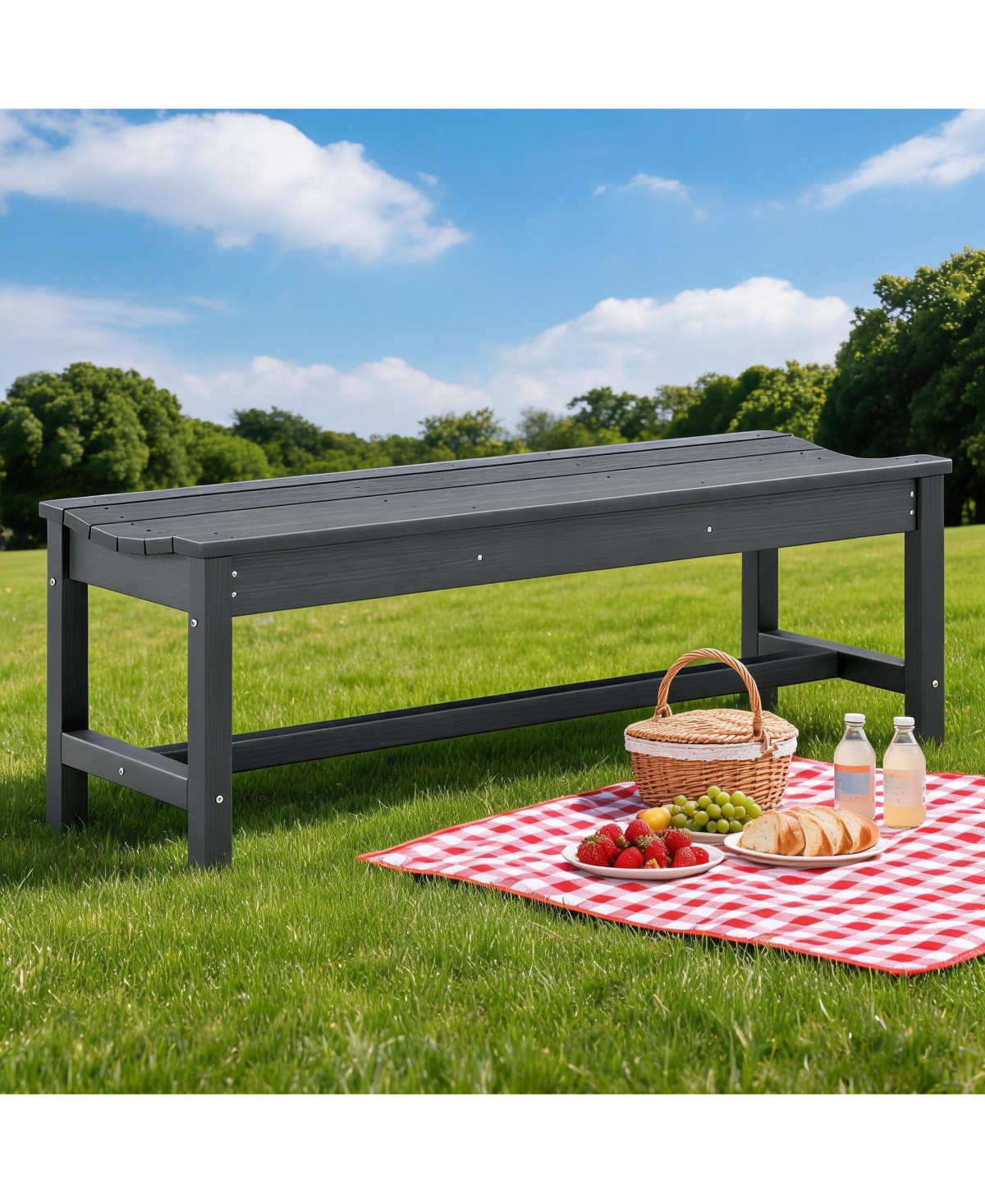 Click here for homfan Outdoor Bench with Curved Seating - Hdpe 2-... prices