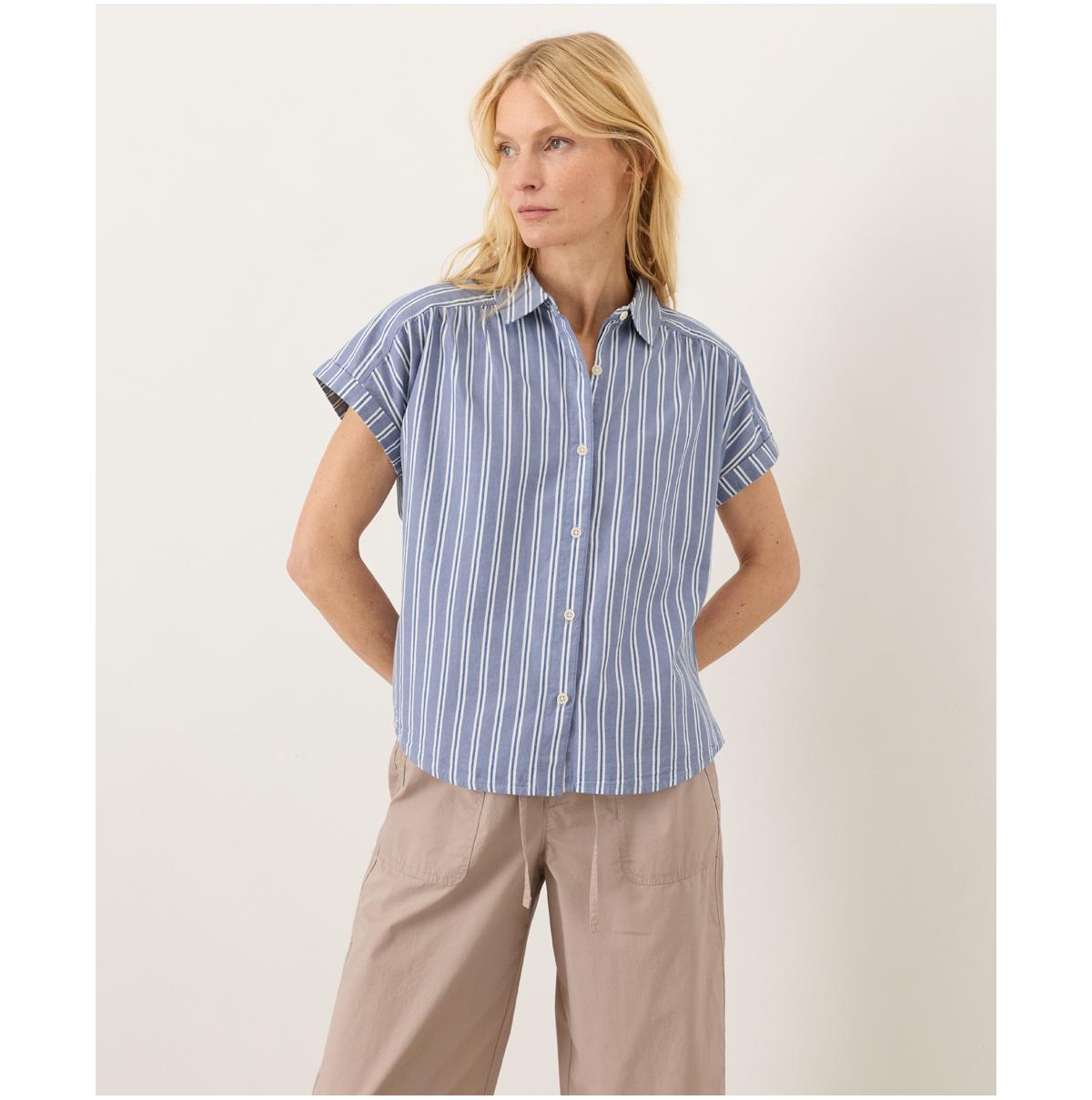 Click here for Pact Womens Organic Cotton All Day Poplin Shirred... prices