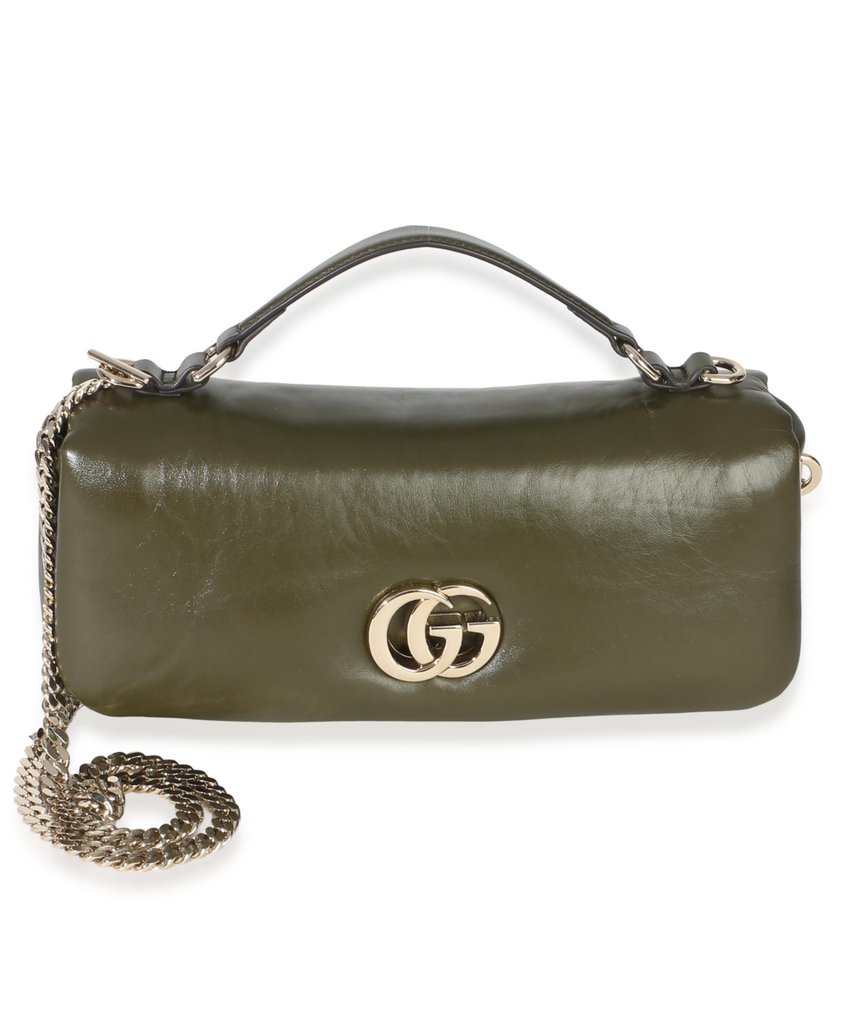 Click here for Pre-Owned Gucci Green Lambskin Gg Milano Small Top... prices