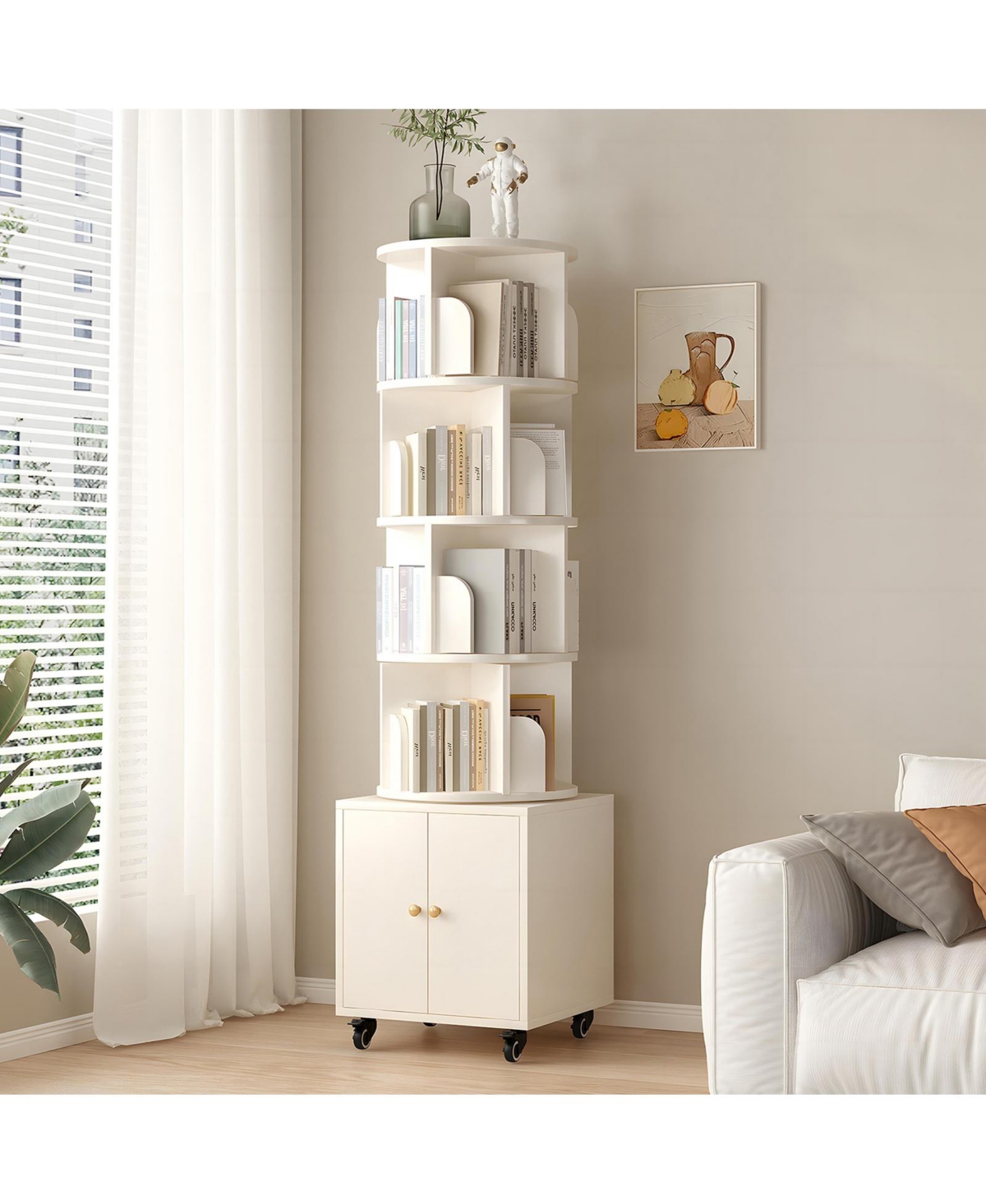Click here for Flynama 5-Tier Rotating Bookshelf with Double Door... prices